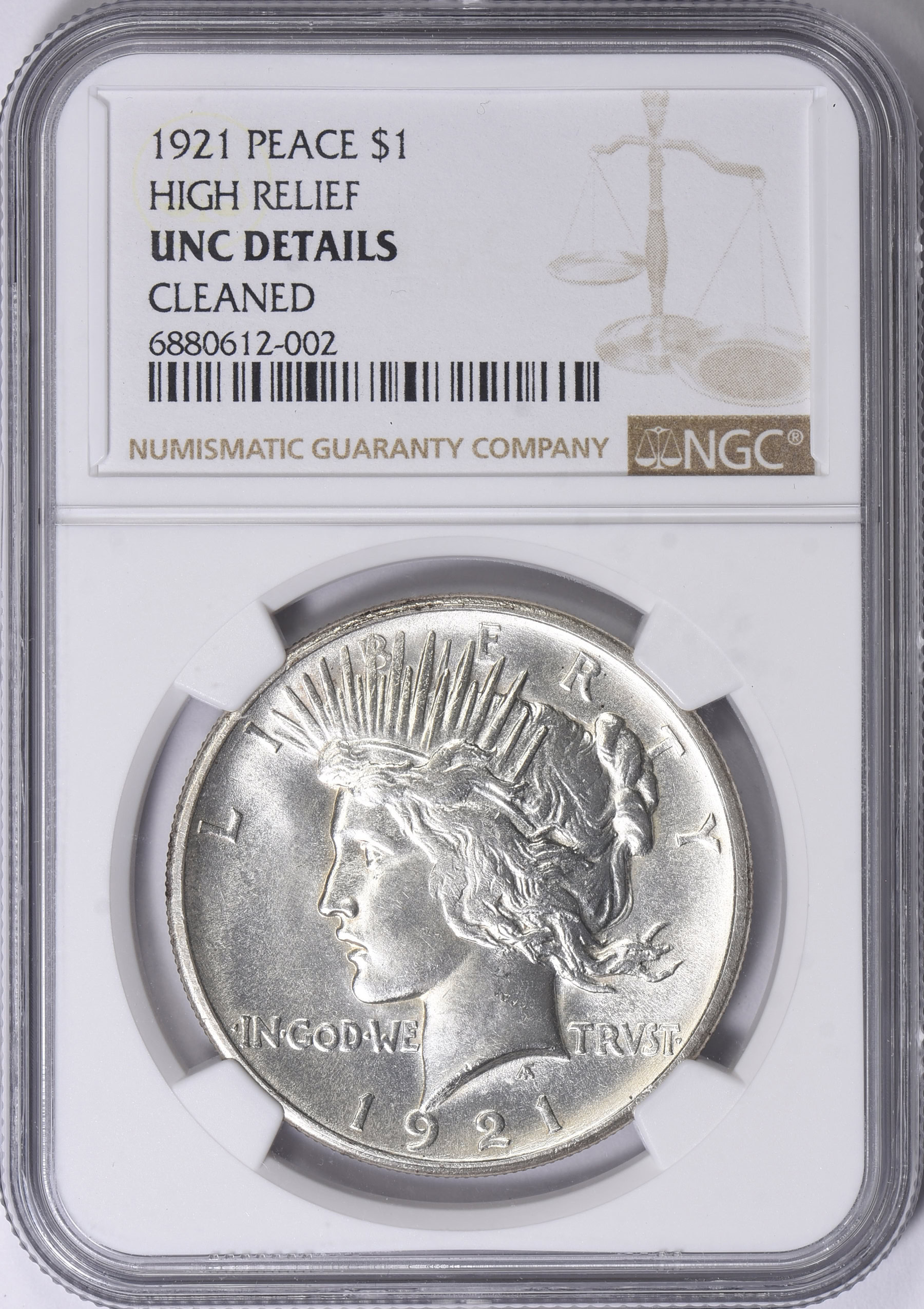 1921 Peace Silver Dollar High Relief NGC Unc Details (Item 1777601 ...