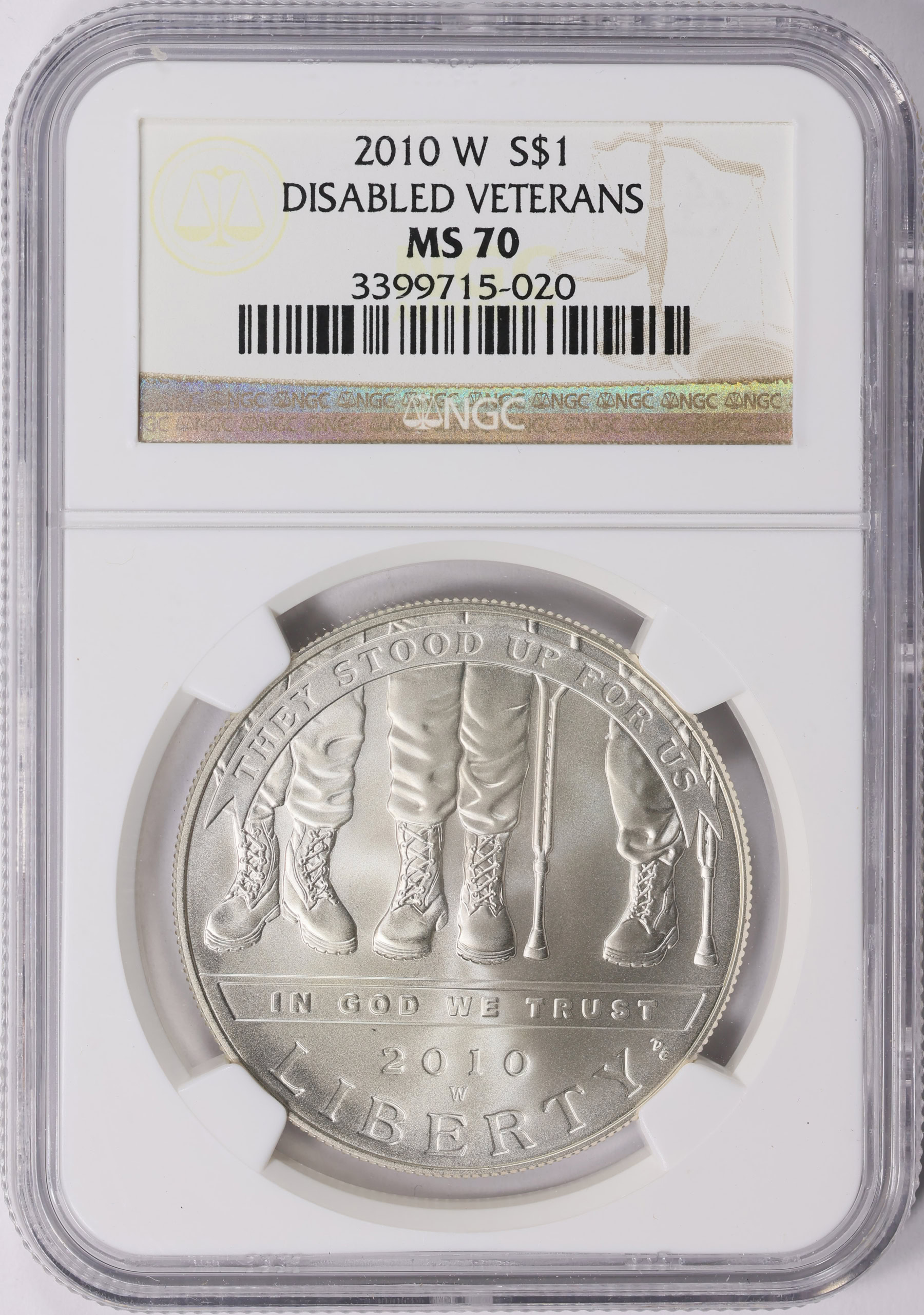 2010-W American Veterans Disabled for Life Silver Dollar NGC MS-70 ...