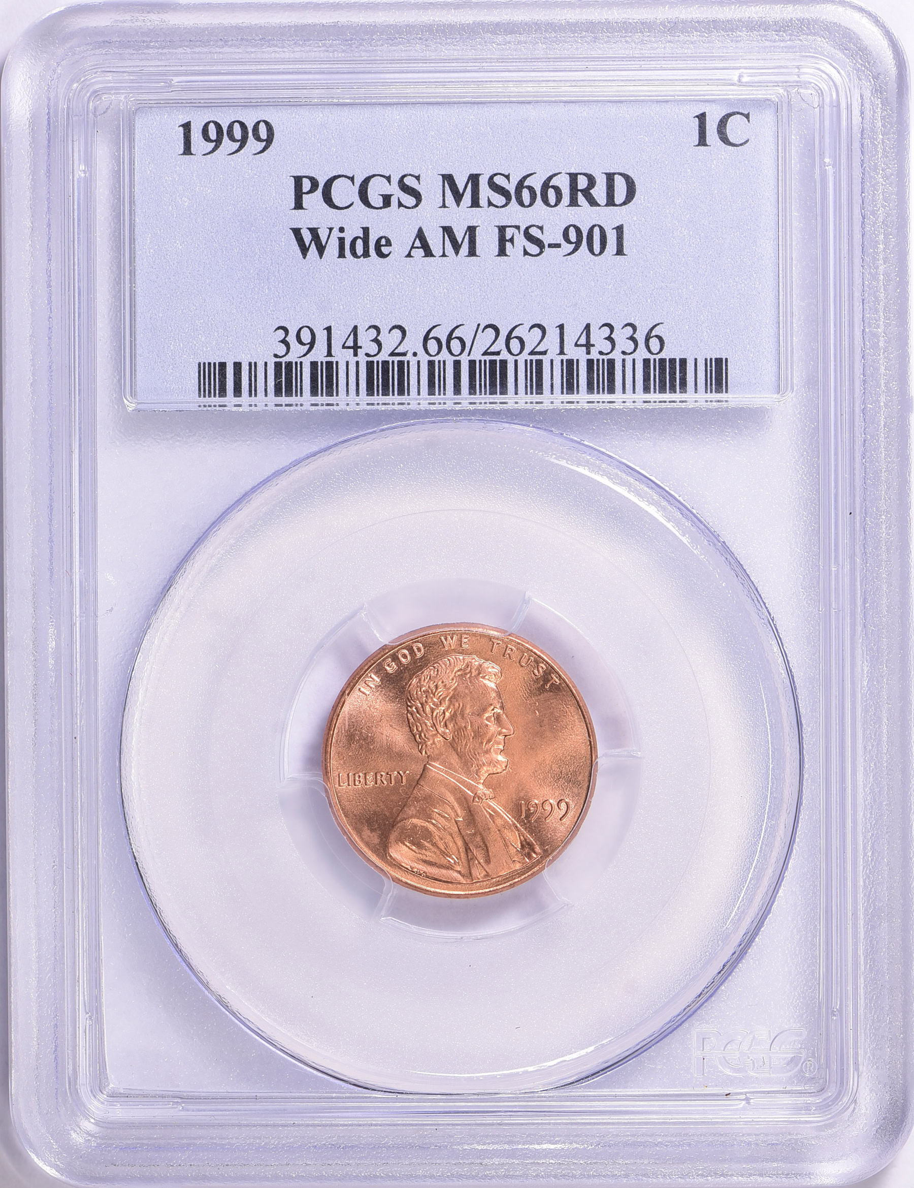 1999 Lincoln Cent Wide AM FS-901 PCGS MS-66 RD (Item 1777694 ...