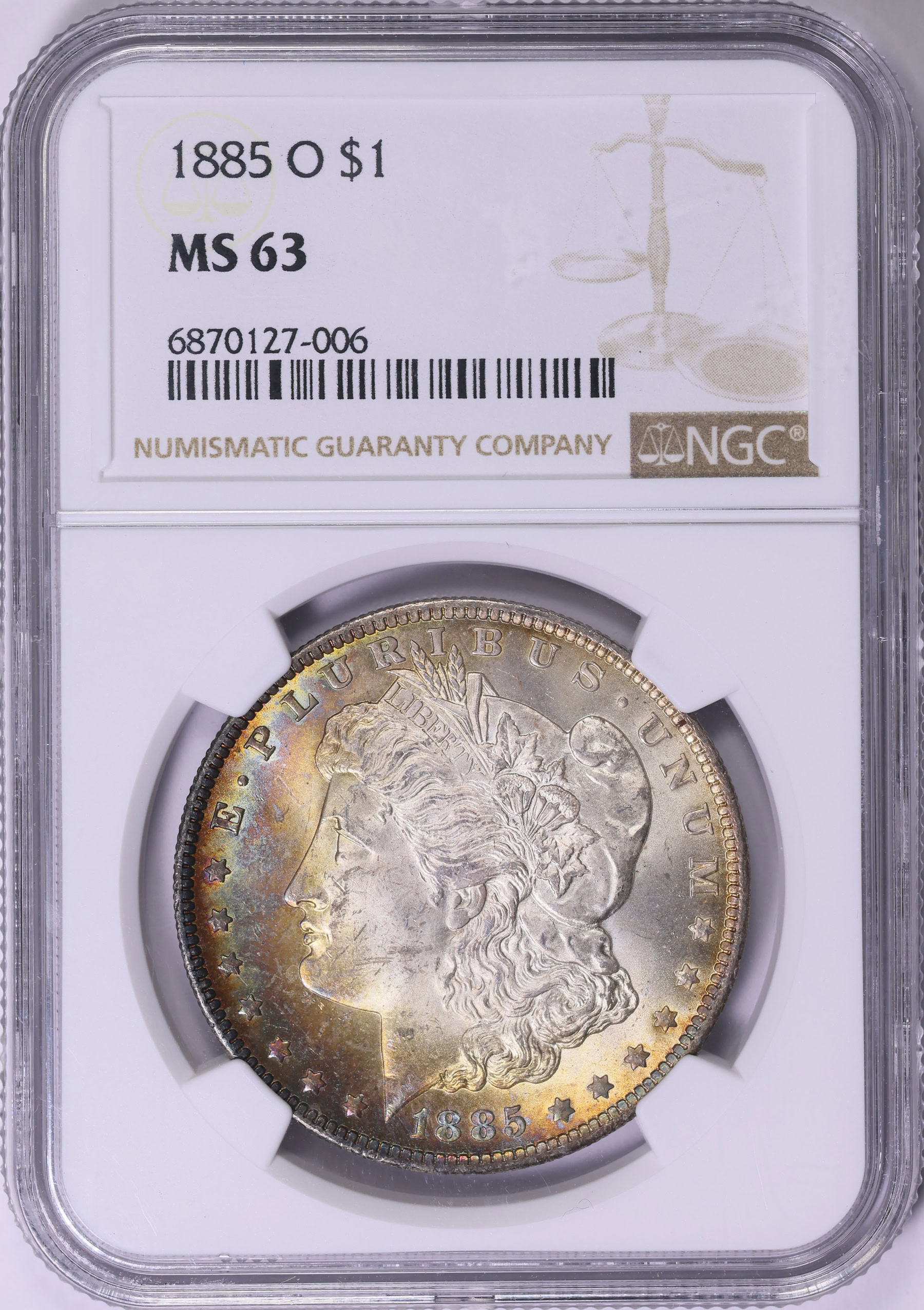 1885-O Morgan Silver Dollar NGC MS-63 (Toned) (Item 1777805) | GreatCollections Coin Auctions