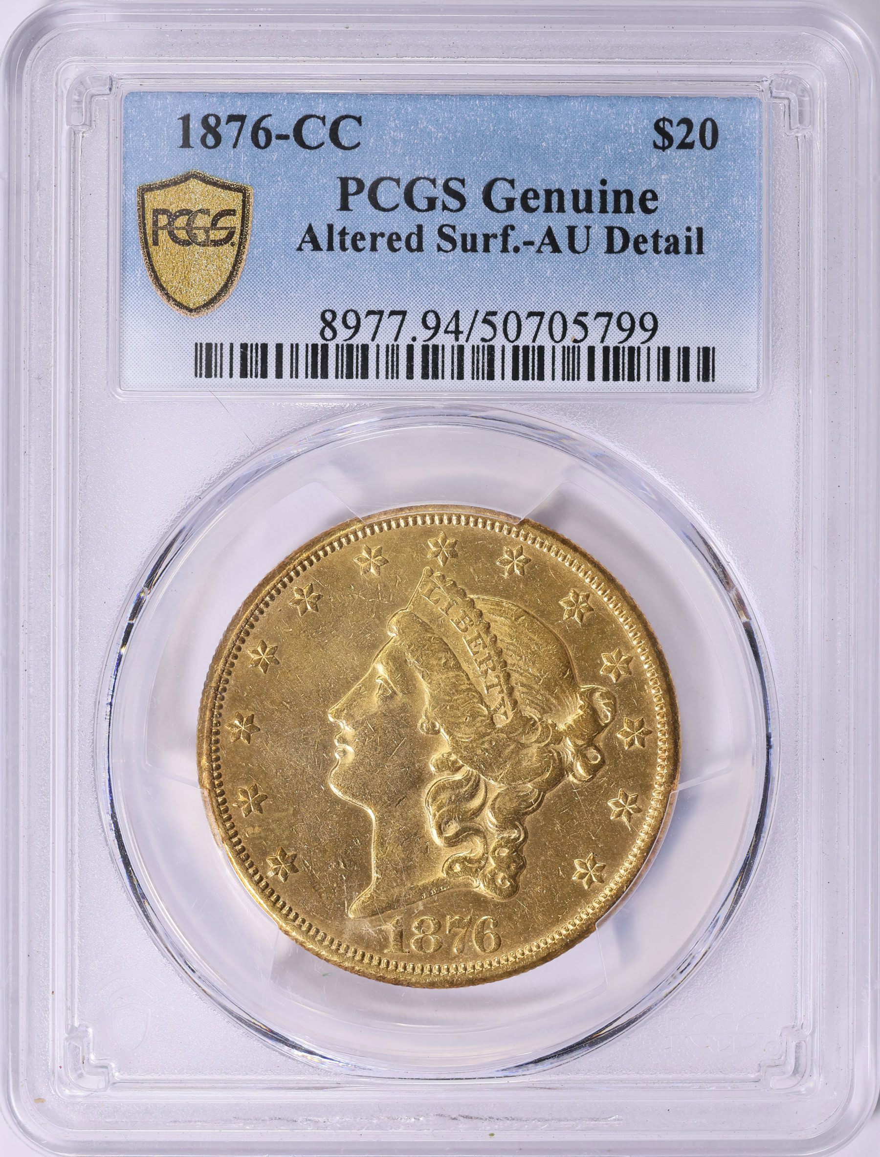 1876-CC Liberty Gold Double Eagle PCGS Genuine AU Details (Item 1777847) | GreatCollections Coin ...
