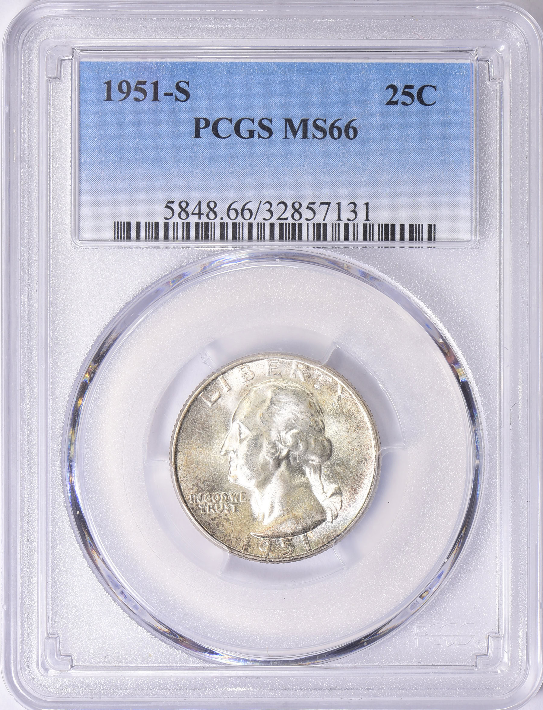 1951-S Washington Quarter PCGS MS-66 (Toned) (Item 1777919) | GreatCollections Coin Auctions