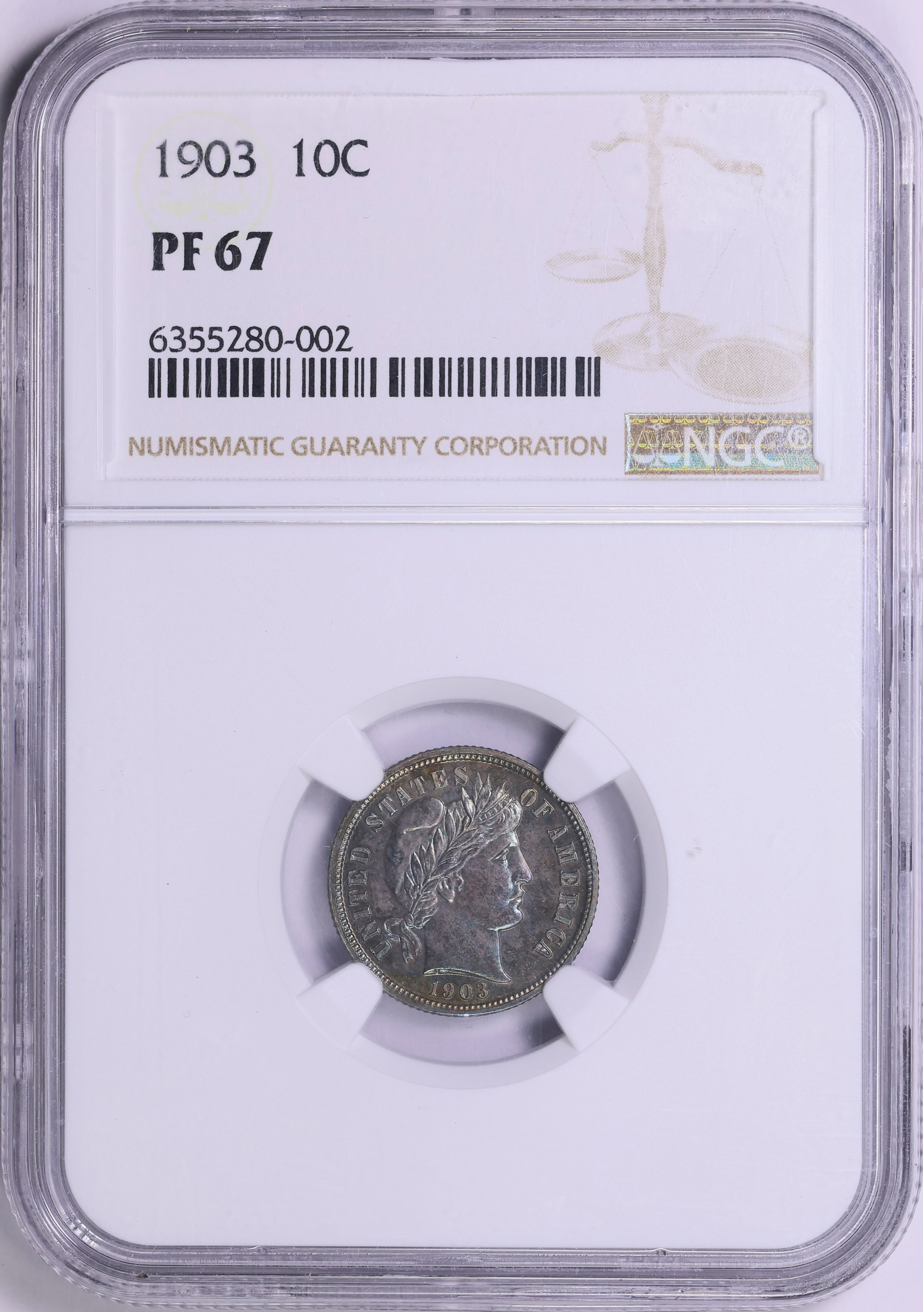 1903 Barber Dime NGC Proof-67 (Toned) (Item 1777943) | GreatCollections ...
