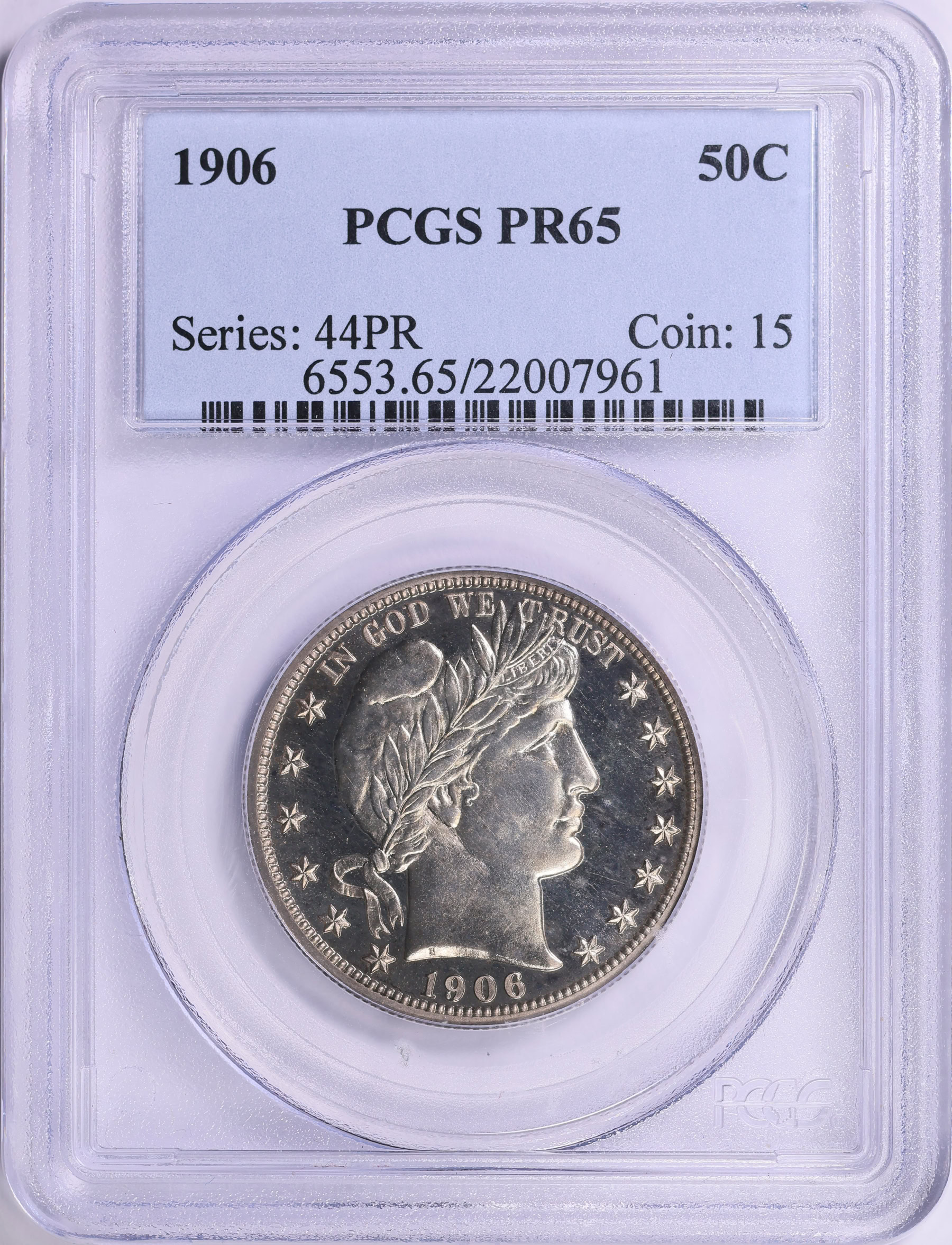1906 Barber Half Dollar PCGS Proof-65 (Item 1777946) | GreatCollections Coin Auctions