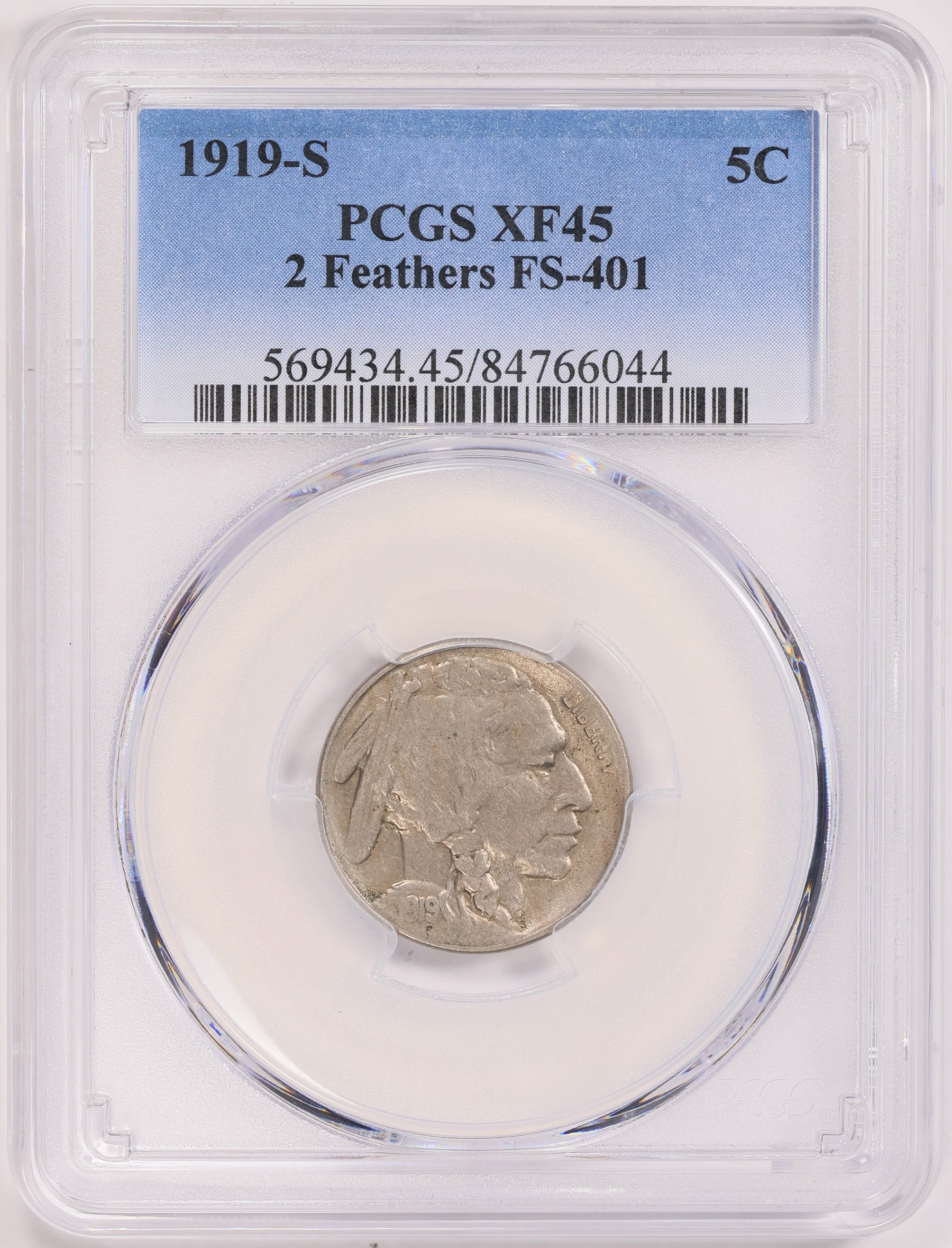 1919-S Buffalo Nickel 2 Feathers FS-401 PCGS XF-45 (Item 1777992 ...