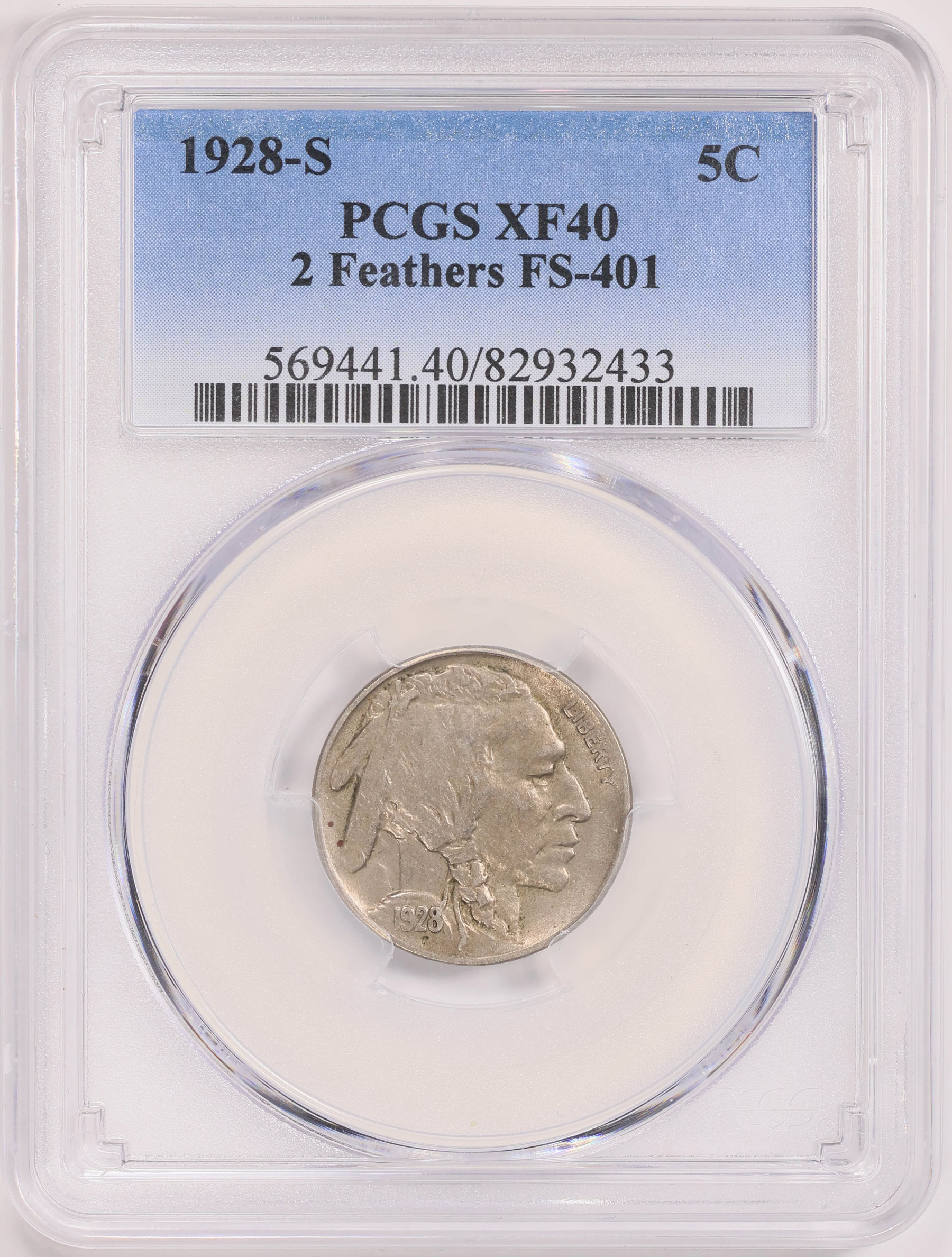 1928-S Buffalo Nickel 2 Feathers FS-401 PCGS XF-40 (Item 1777999 ...