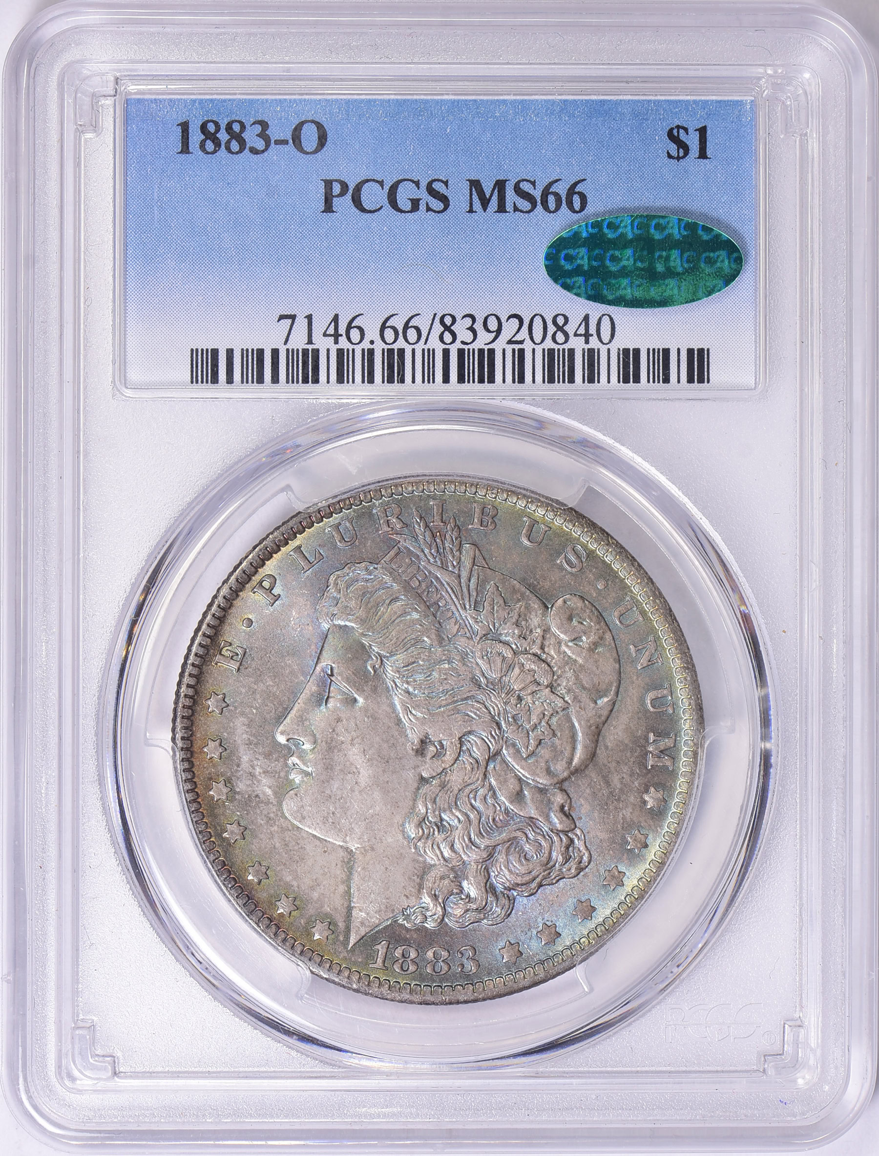 1883-O Morgan Silver Dollar PCGS MS-66 (CAC Green) (Toned) (Item 1778020) | GreatCollections ...