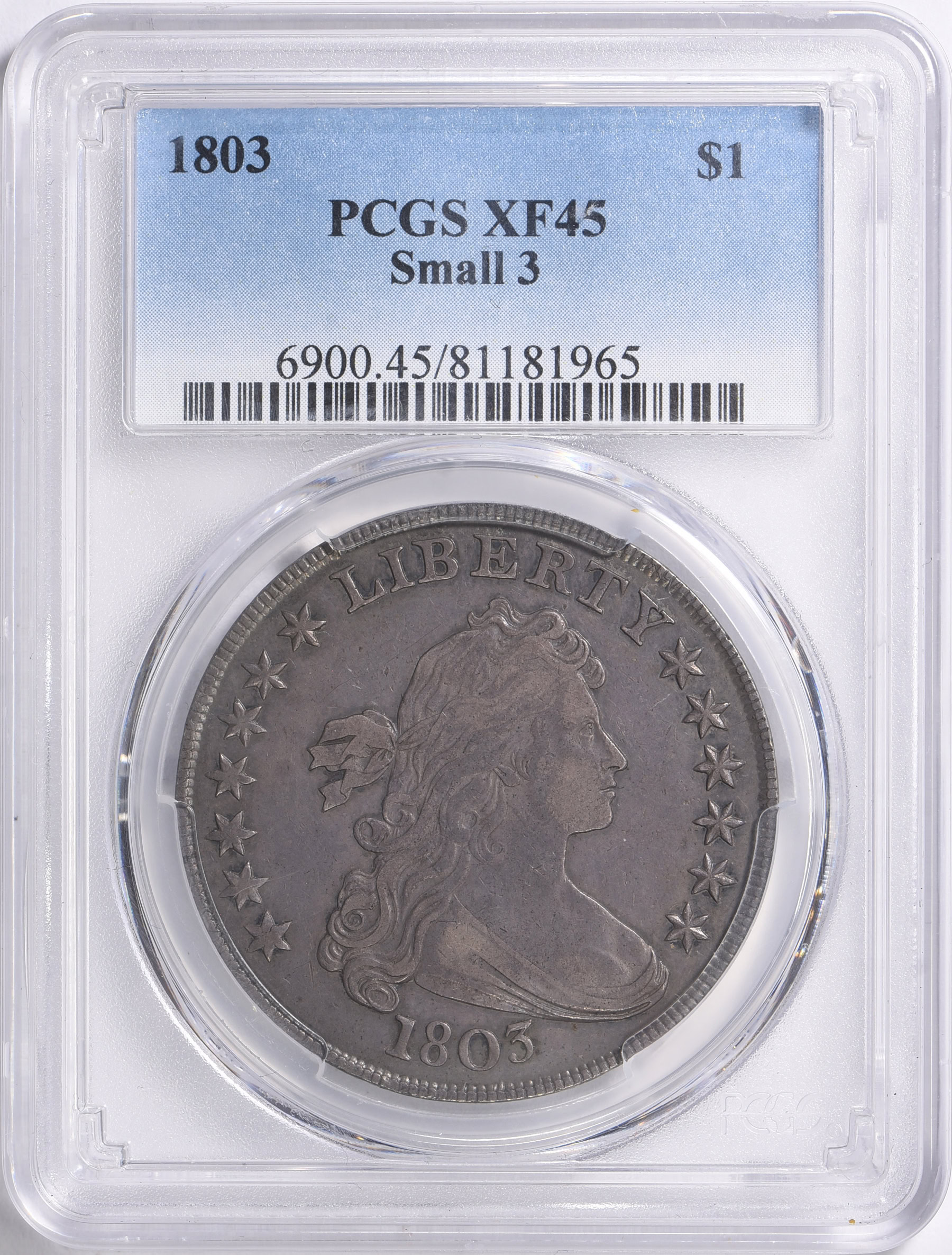 1803 Draped Bust Silver Dollar Small 3 PCGS XF-45 (Item 1778095 ...