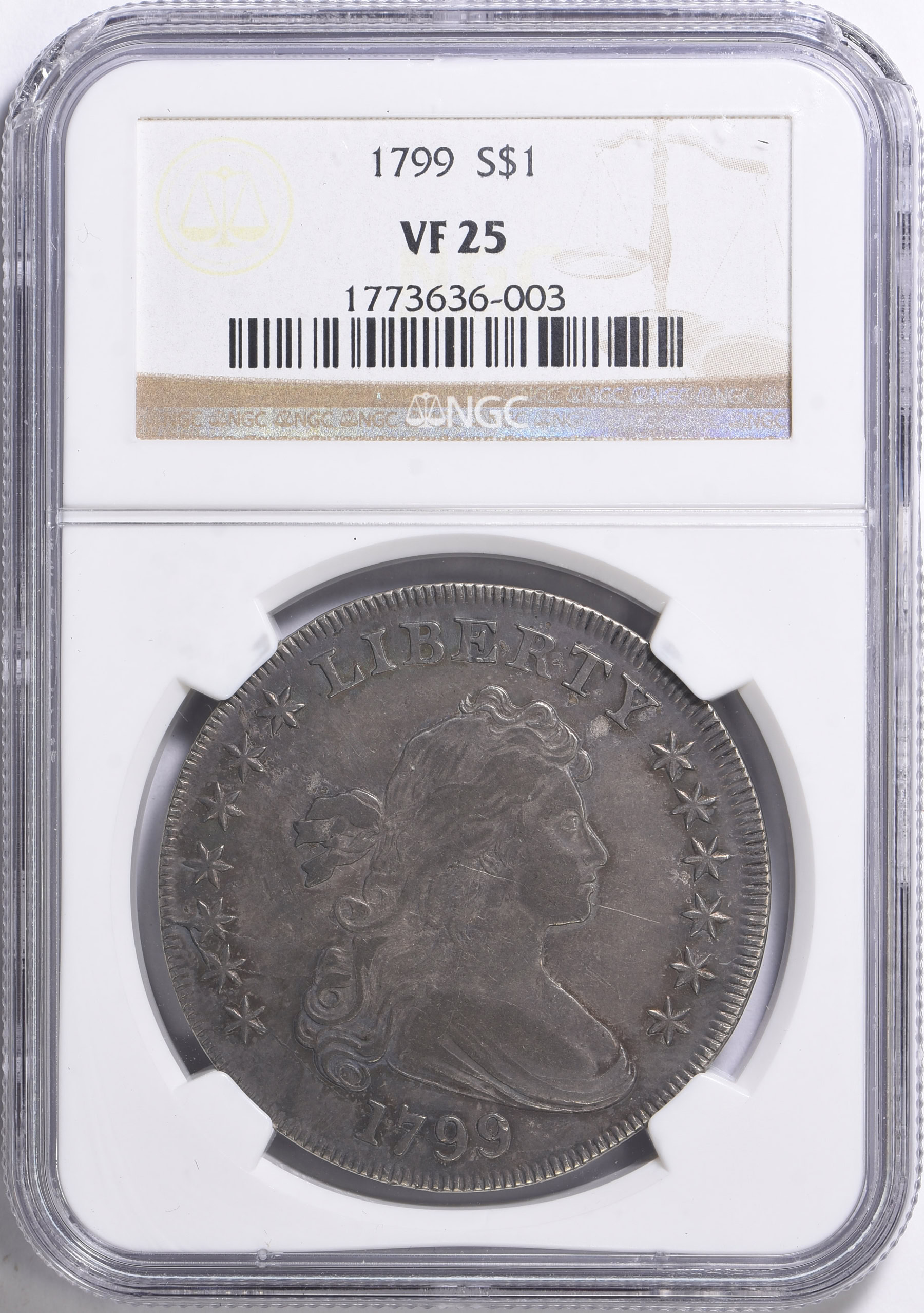 1799 Draped Bust Silver Dollar NGC VF-25 (Item 1778131 ...