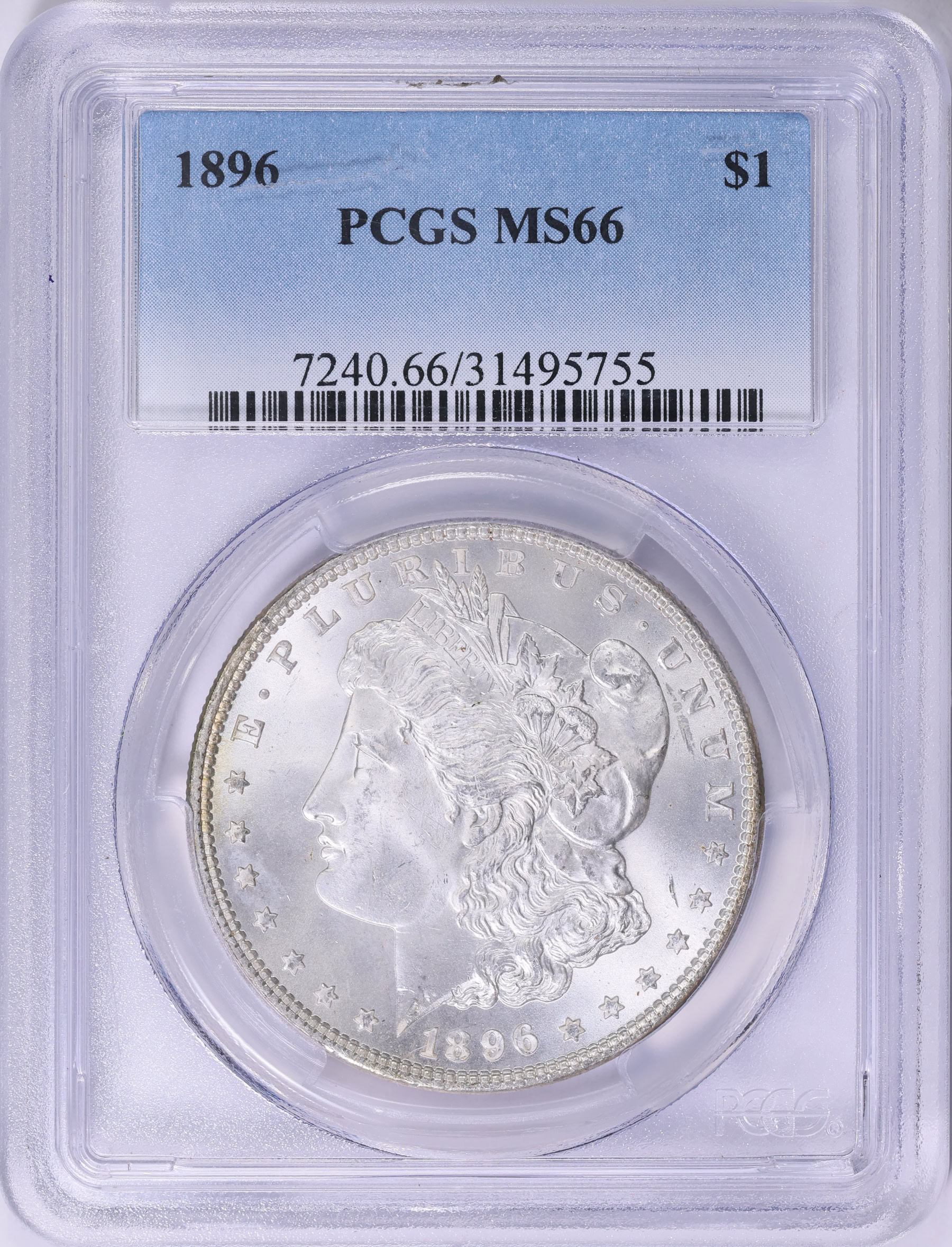 1896 Morgan Silver Dollar PCGS MS-66 (Item 1778183) | GreatCollections ...