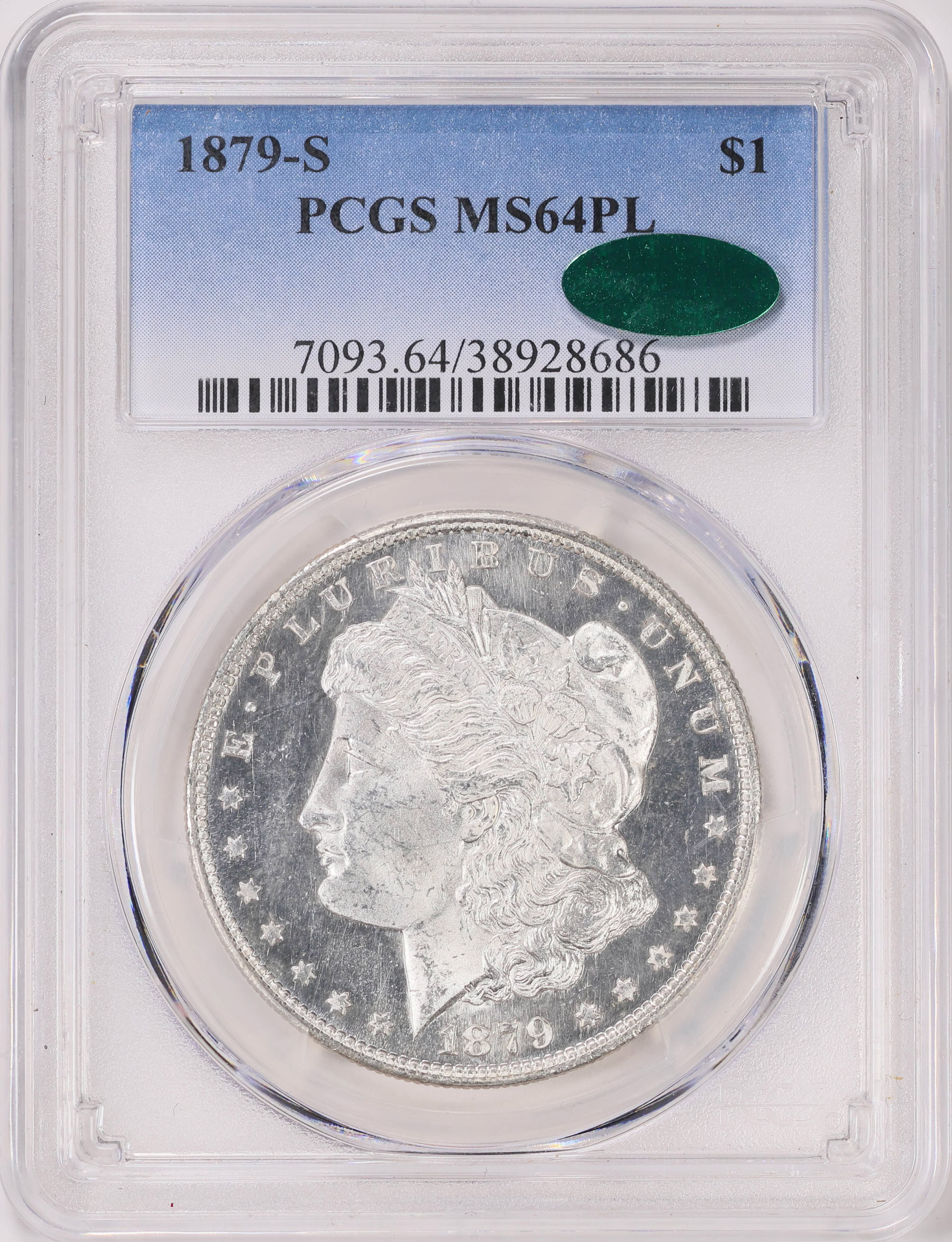 1879-S Morgan Silver Dollar PCGS MS-64 PL (CAC Green) (Item 1778200) | GreatCollections Coin ...