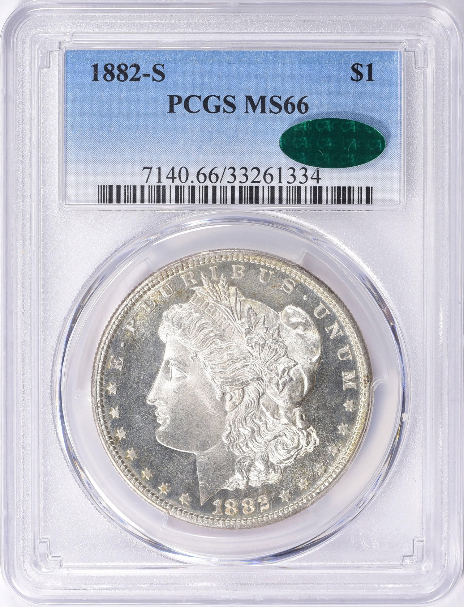 1882-S Morgan Silver Dollar PCGS MS-66 (CAC Green) (Item 1778207) | GreatCollections Coin Auctions