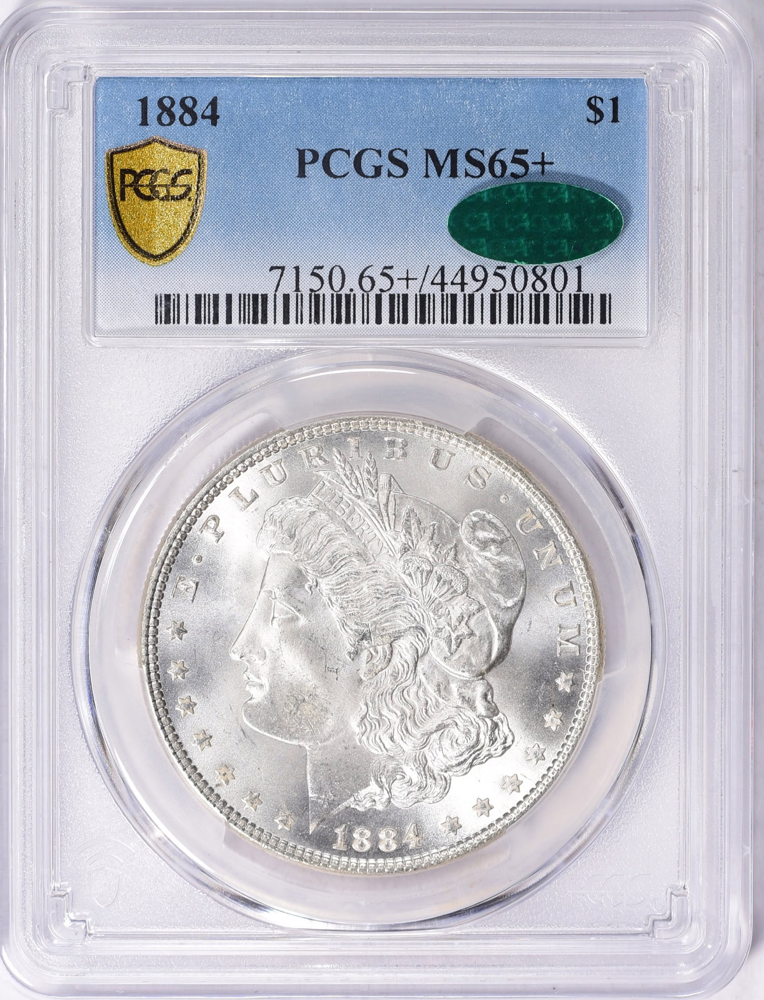 1884 Morgan Silver Dollar PCGS MS-65+ (CAC Green) (Item 1778211) | GreatCollections Coin Auctions