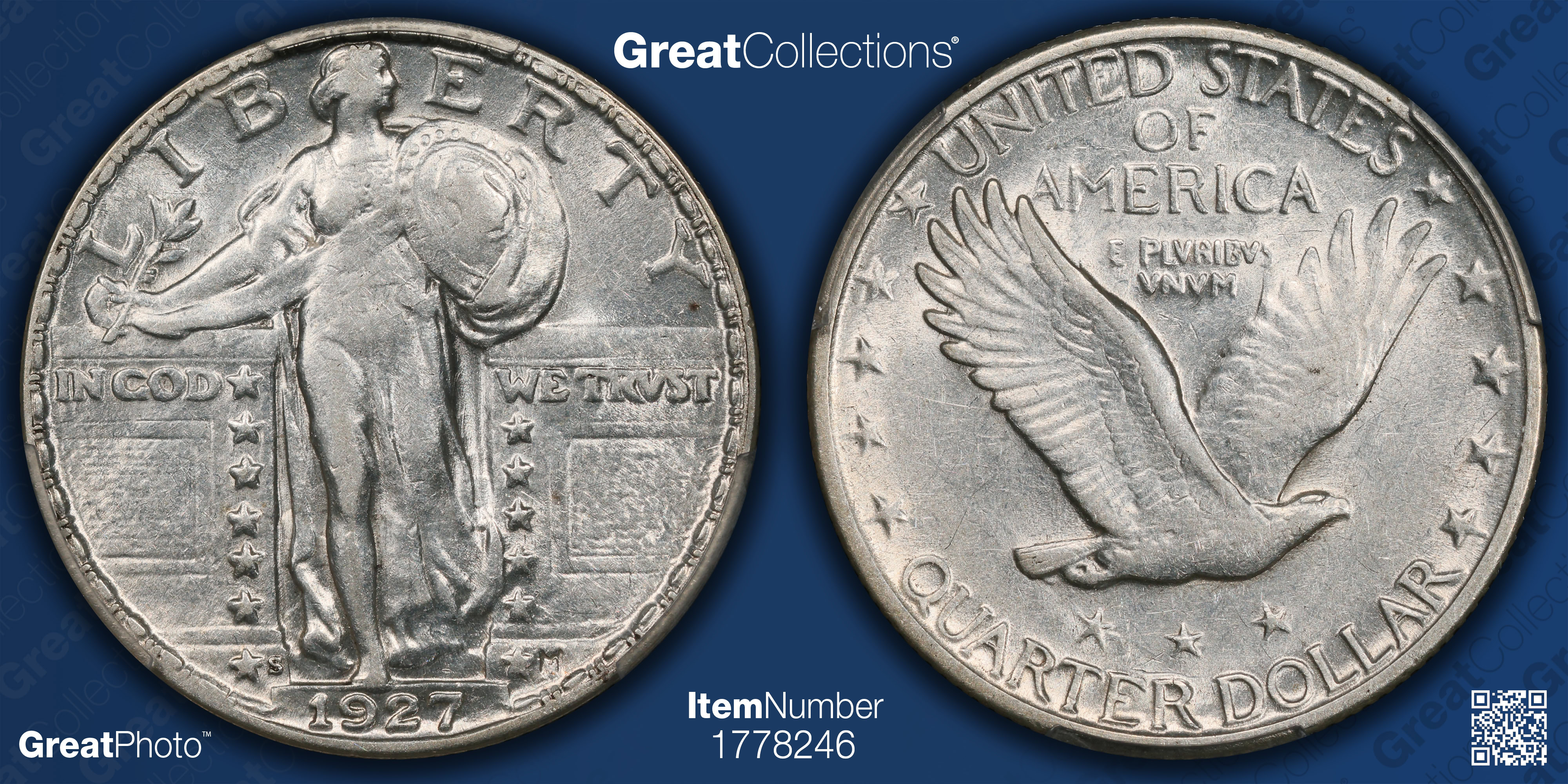 1927-S Standing Liberty Quarter PCGS AU-50 (Item 1778246 ...