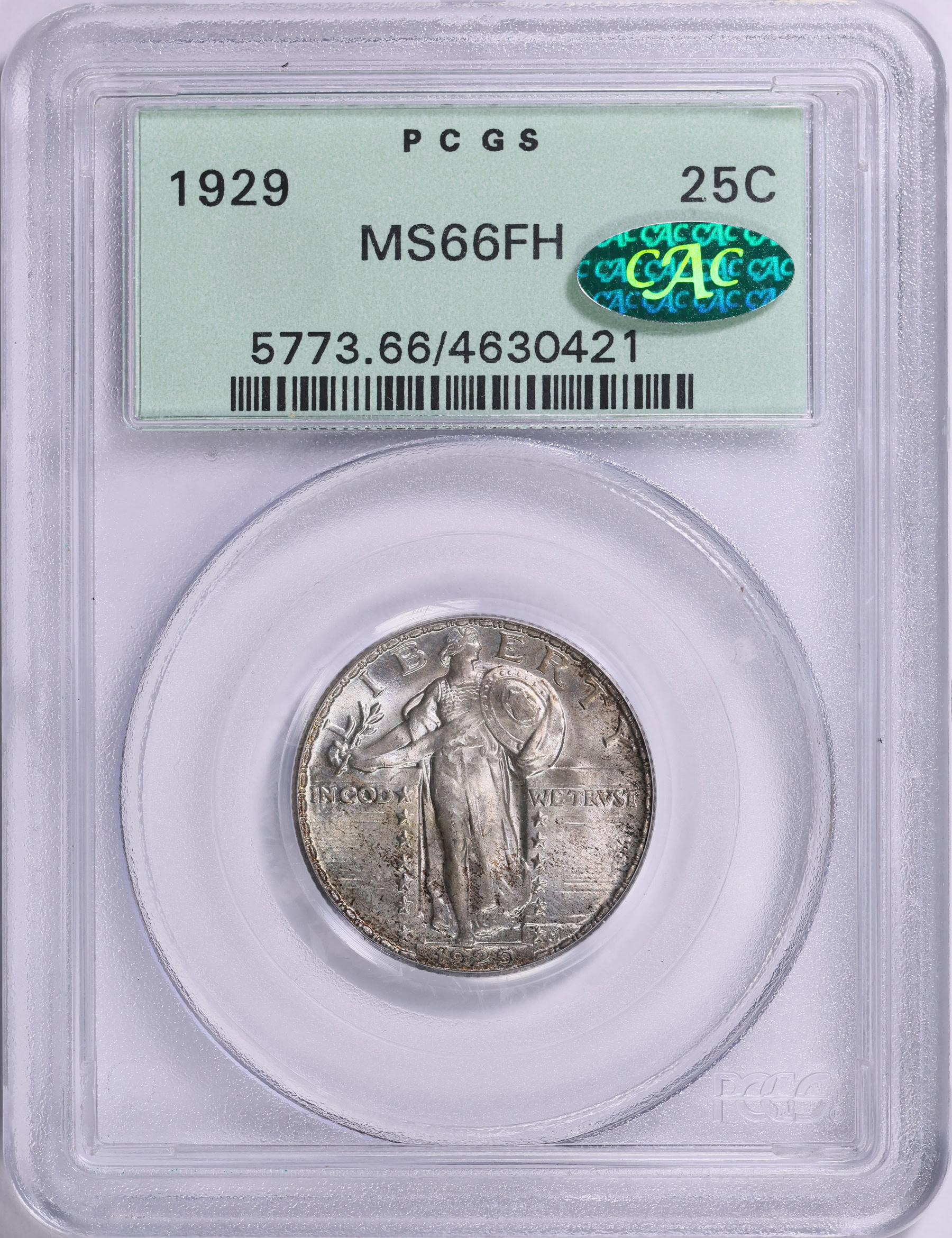 1929 Standing Liberty Quarter PCGS MS-66 FH (CAC Green) OGH (Item 1778250) | GreatCollections ...