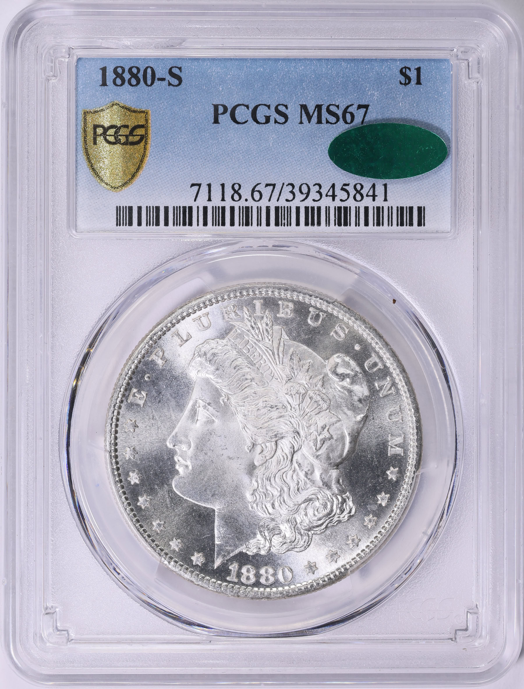 1880-S Morgan Silver Dollar PCGS MS-67 (CAC Green) (Item 1778267) | GreatCollections Coin Auctions