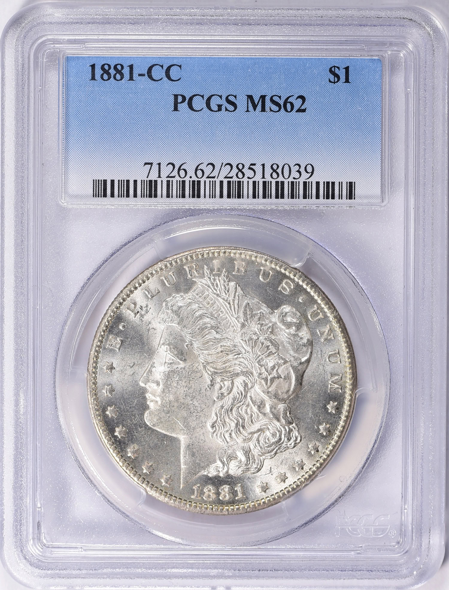 1881-CC Morgan Silver Dollar PCGS MS-62 (Item 1778269) | GreatCollections Coin Auctions