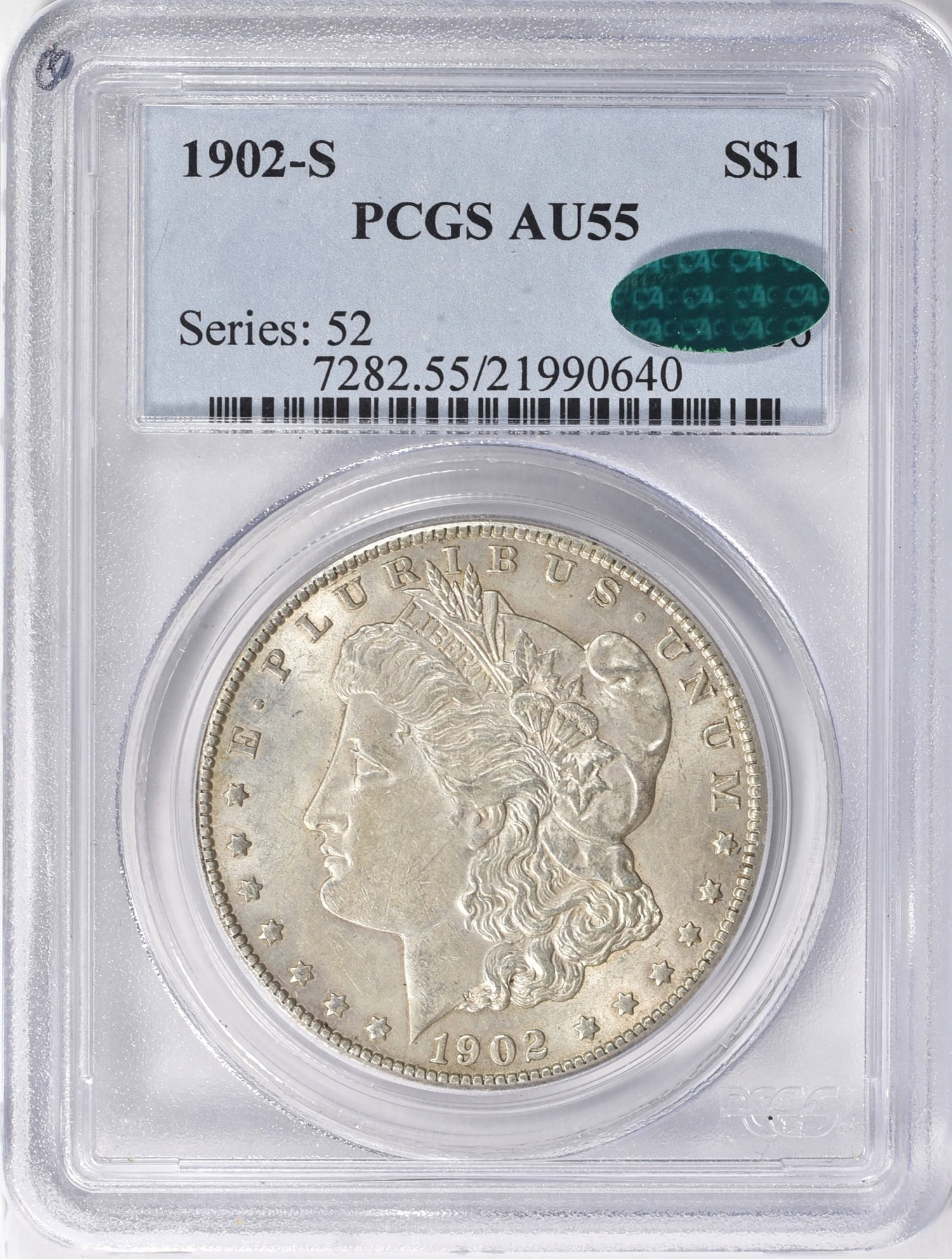 1902-S Morgan Silver Dollar PCGS AU-55 (CAC Green) (Item 1778301 ...
