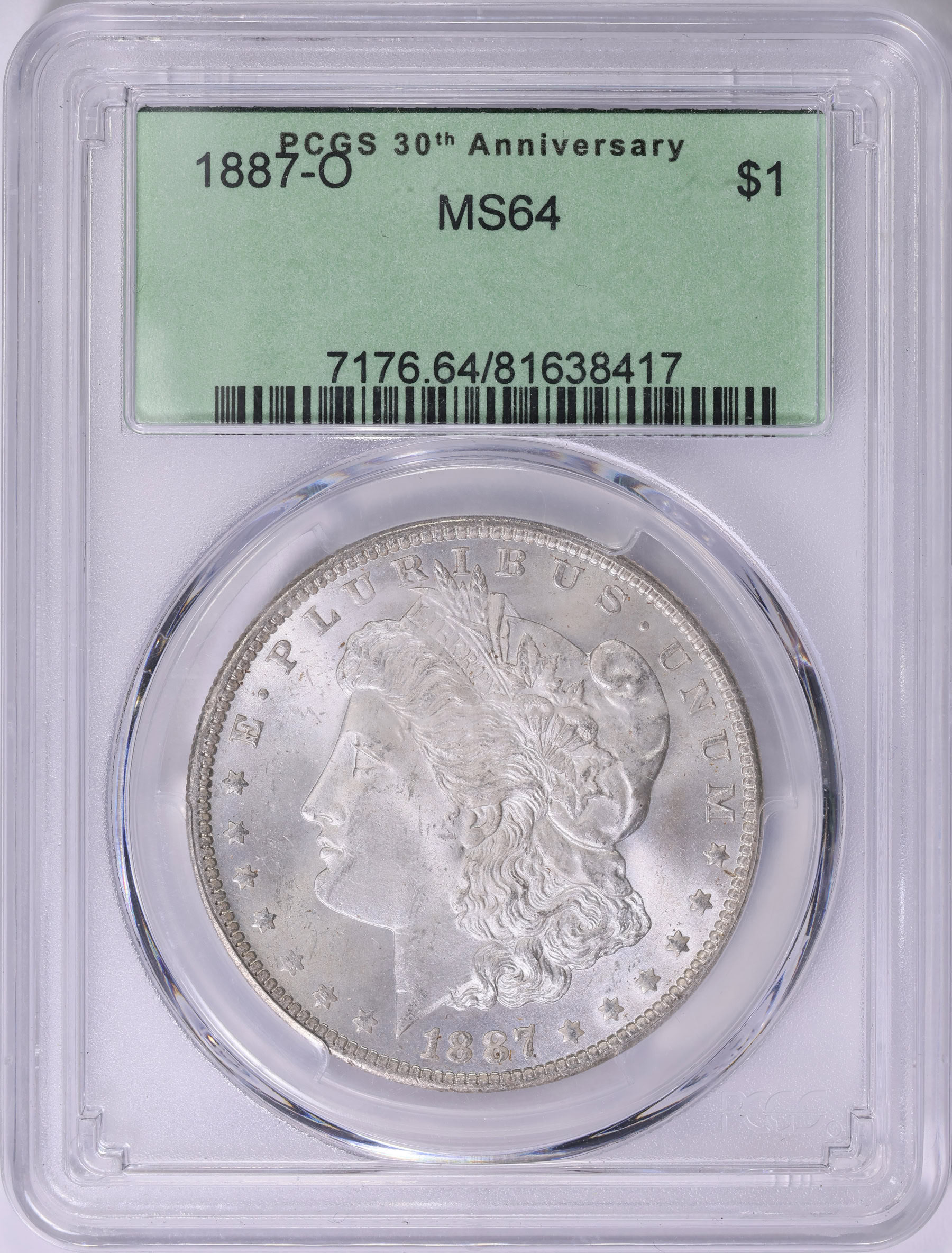 1887-O Morgan Silver Dollar PCGS MS-64 (OGH 30th Anniversary Label) (Item 1778322 ...