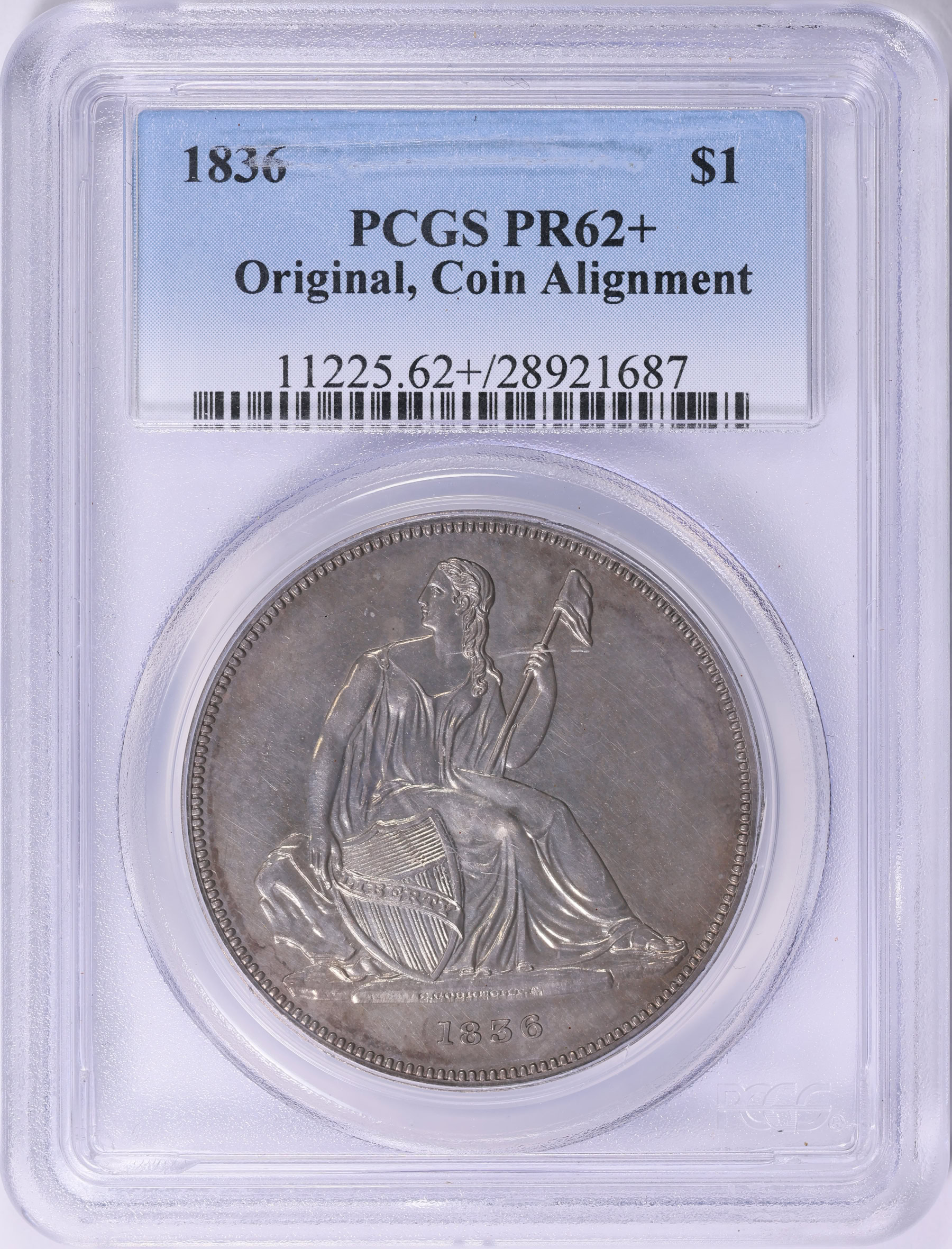 1836 Gobrecht Silver Dollar Original, Coin Alignment PCGS Proof-62 ...