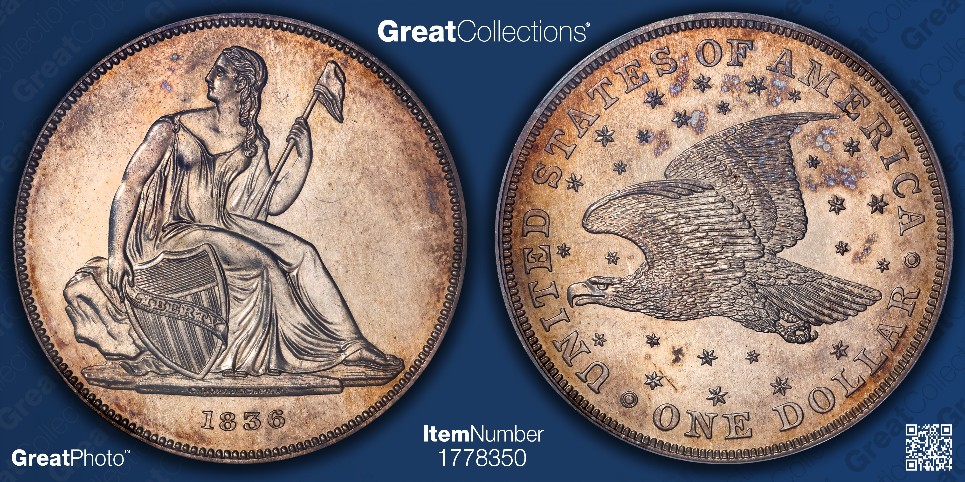 1836 Gobrecht Silver Dollar Original, Coin Alignment PCGS Proof-62 ...