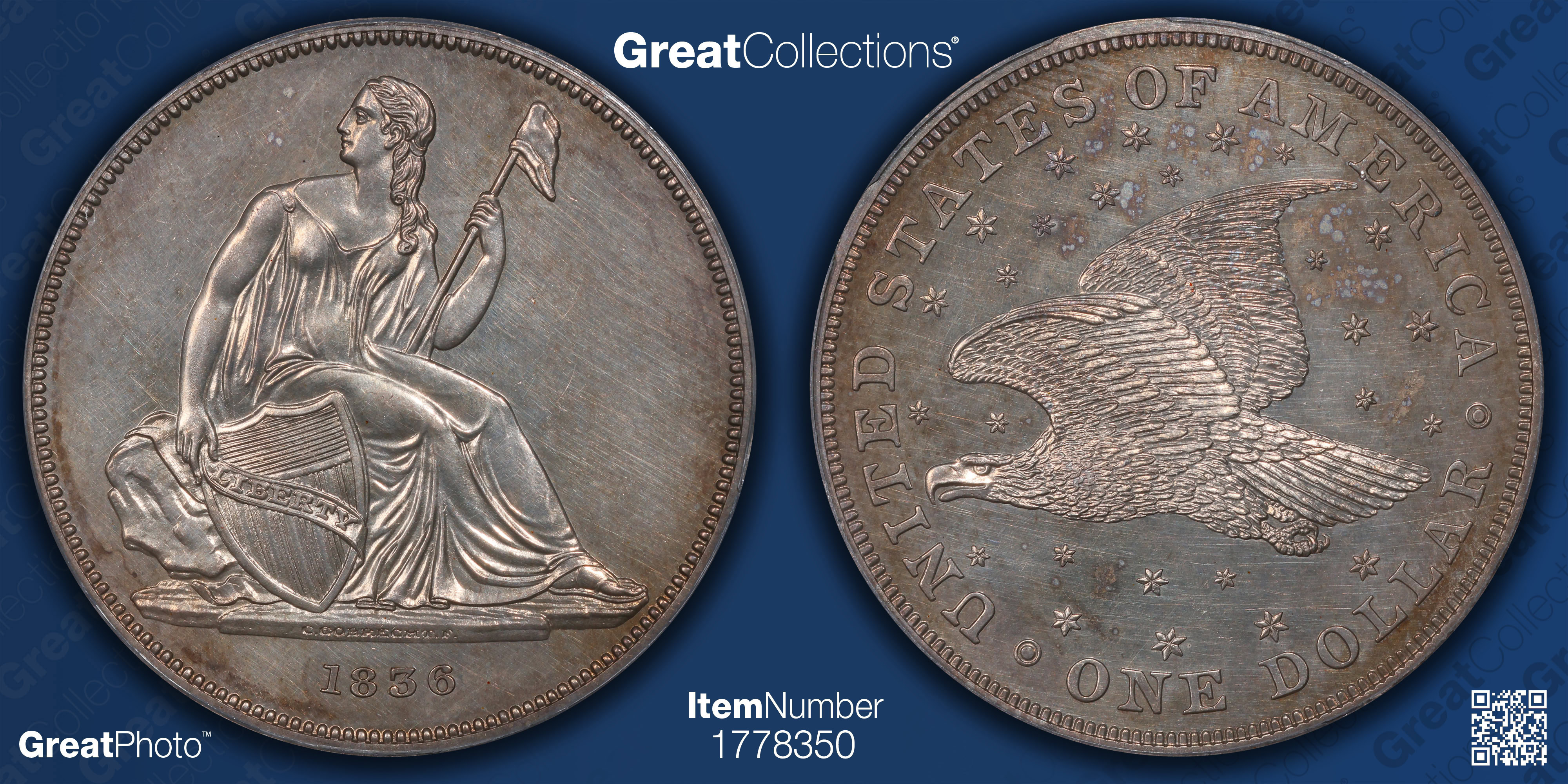 1836 Gobrecht Silver Dollar Original, Coin Alignment PCGS Proof-62 ...