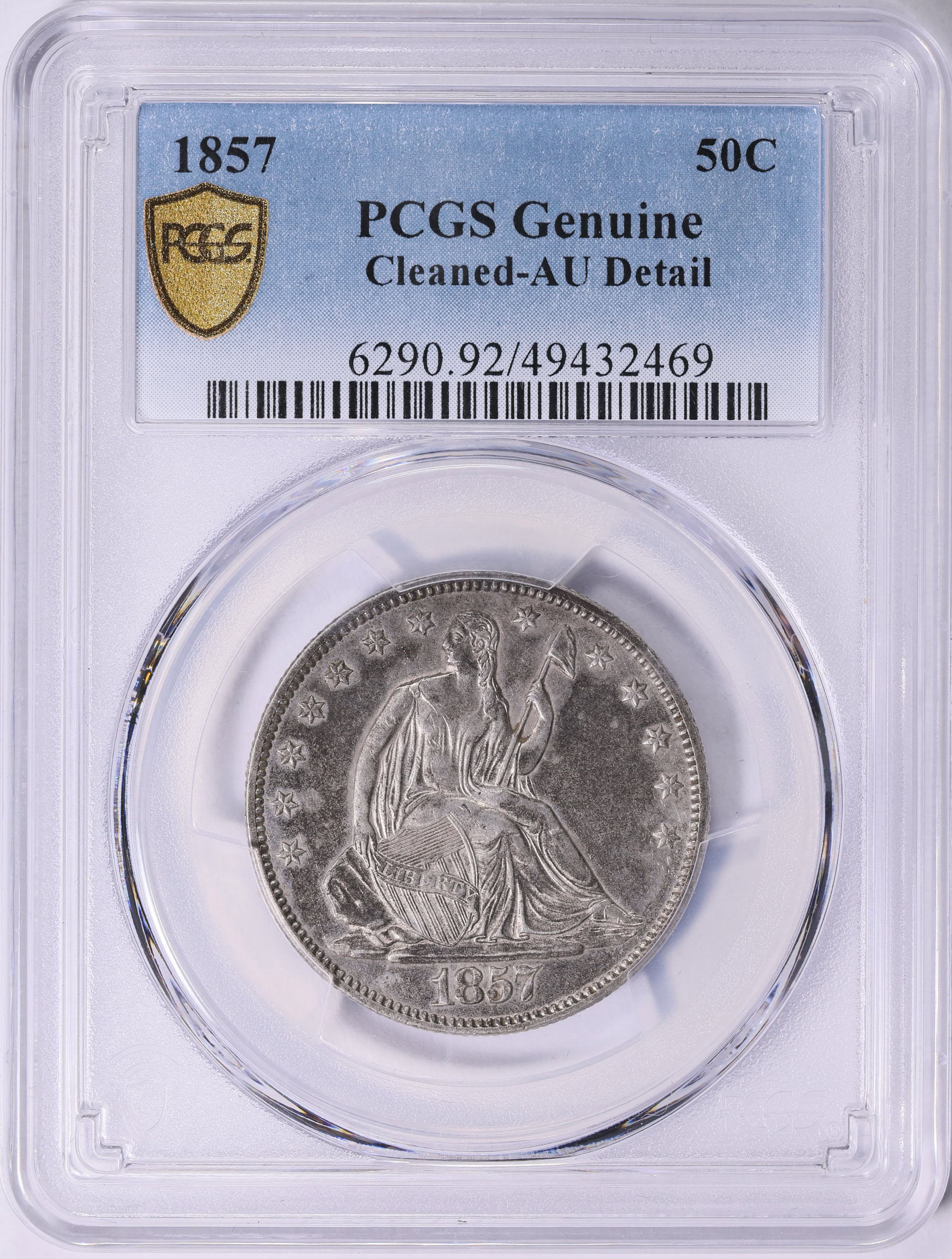1857 Seated Liberty Half Dollar PCGS Genuine AU Details (Item 1778359 ...