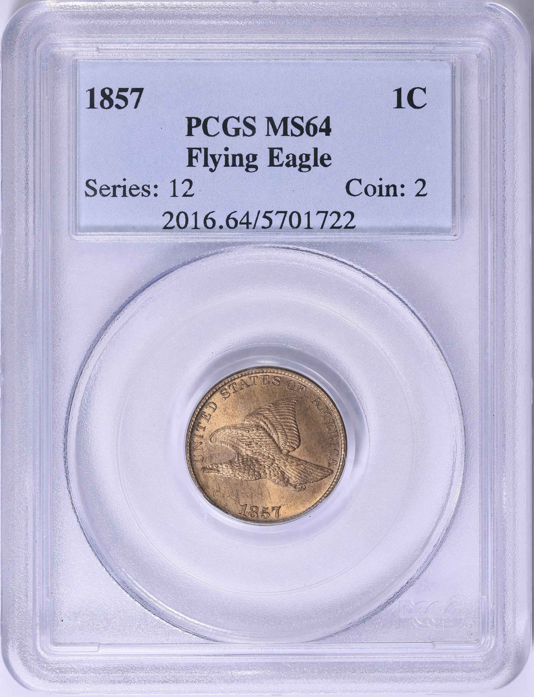 1857 Flying Eagle Cent PCGS MS-64 (Item 1778361) | GreatCollections Coin Auctions