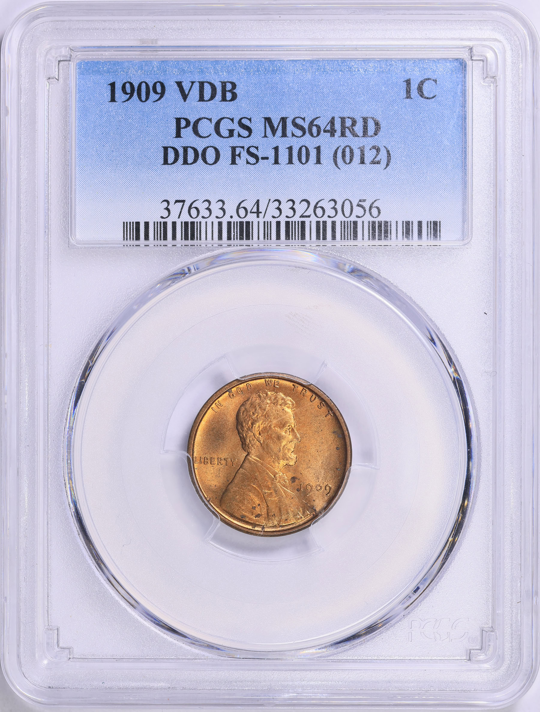 1909 VDB Lincoln Cent Doubled Die Obverse FS-1101 (012) PCGS MS-64 RD ...