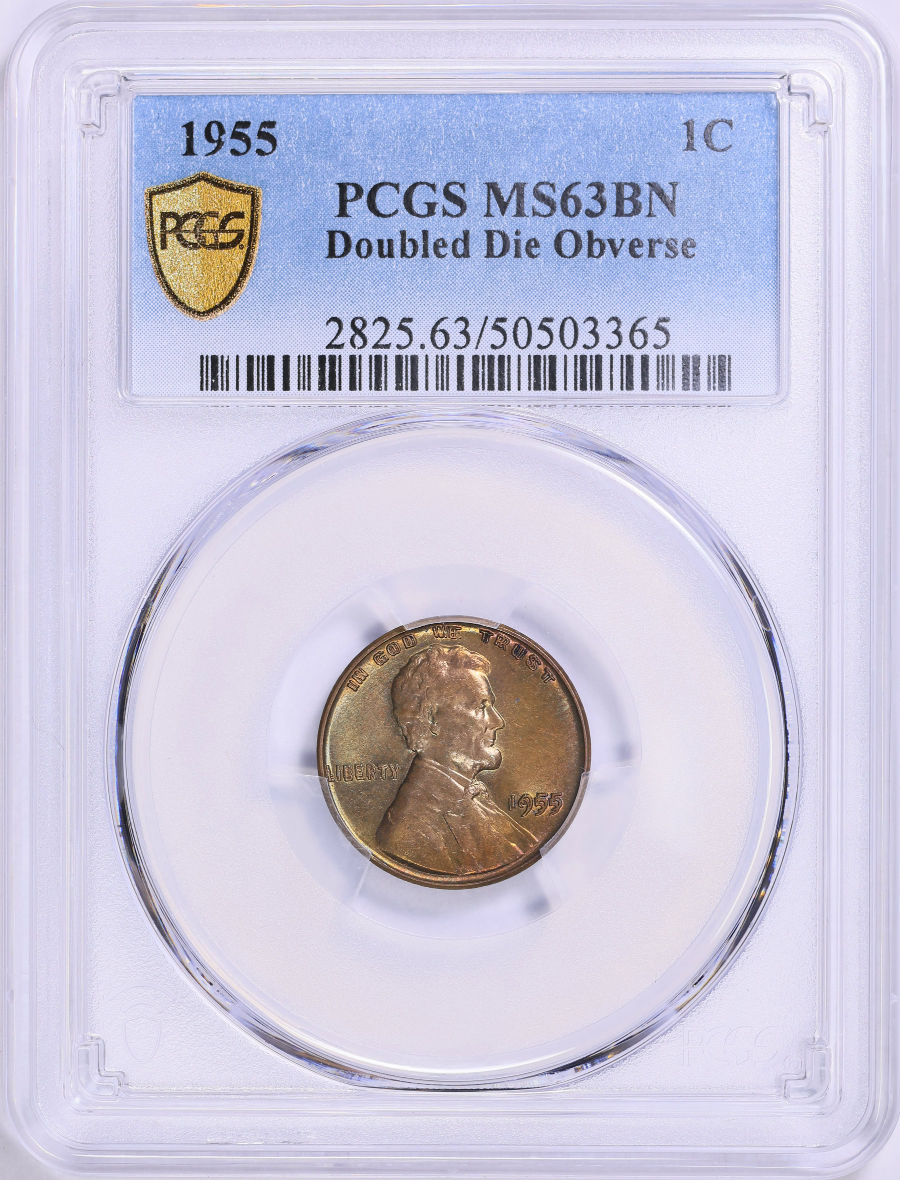 1955 Lincoln Cent Doubled Die Obverse PCGS MS-63 BN (Item 1778370) | GreatCollections Coin Auctions