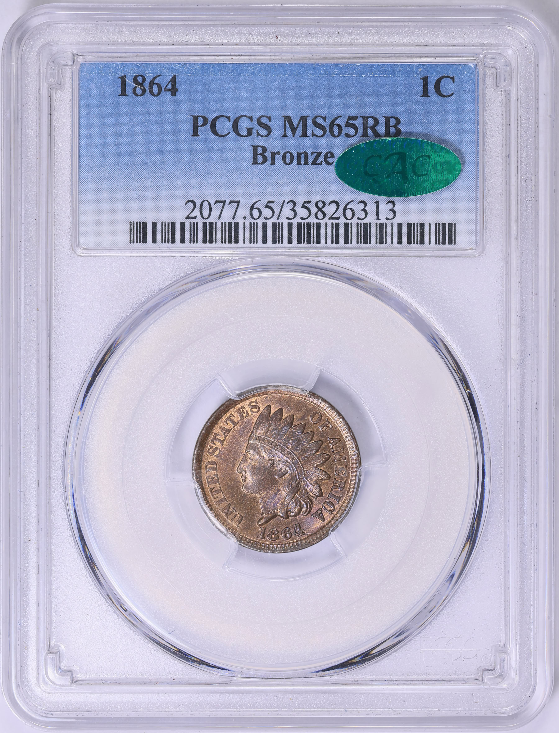 1864 Indian Cent Bronze PCGS MS-65 RB (CAC Green) (Item 1778374) | GreatCollections Coin Auctions