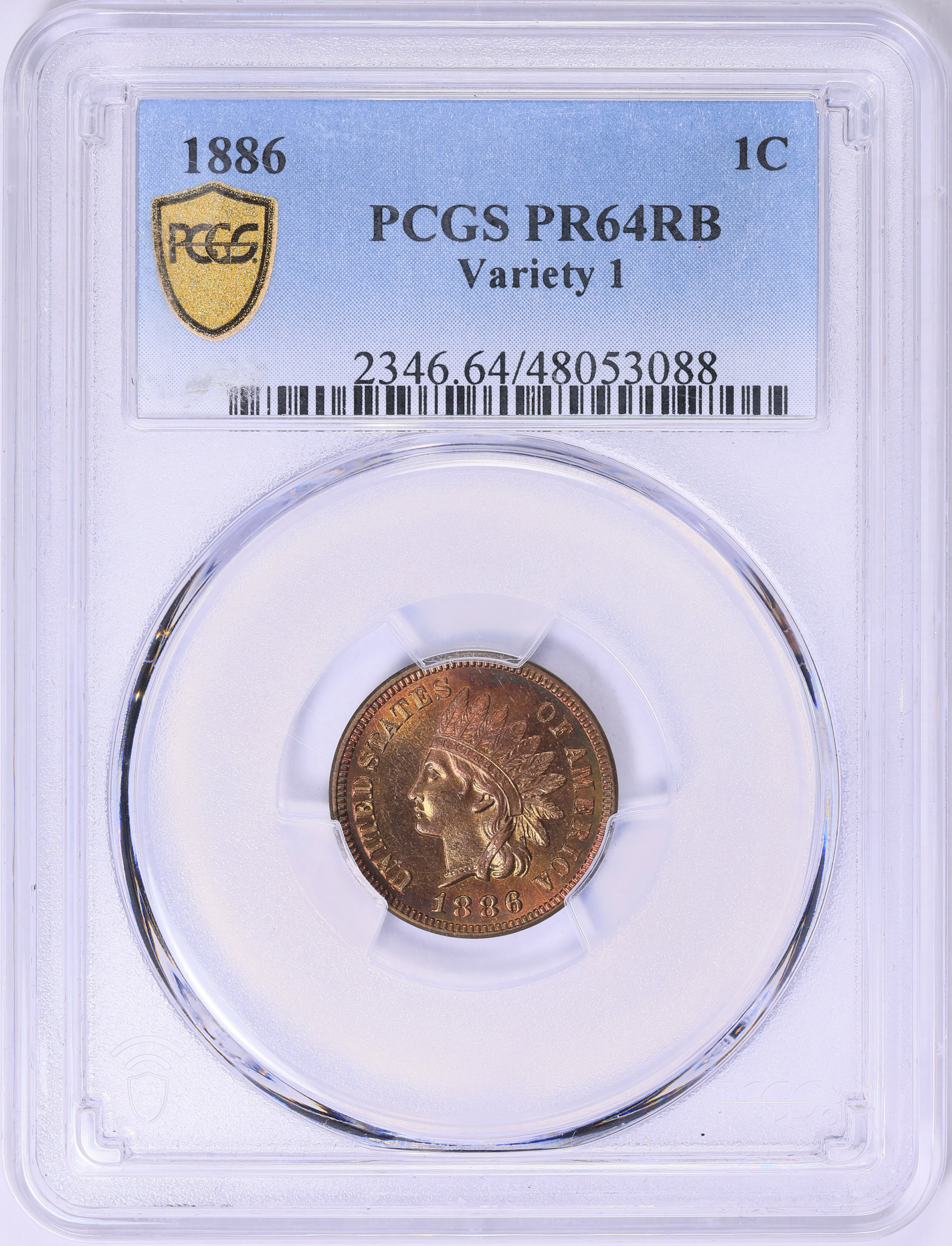 1886 Indian Cent Variety 1 PCGS Proof-64 RB (Item 1778376) | GreatCollections Coin Auctions