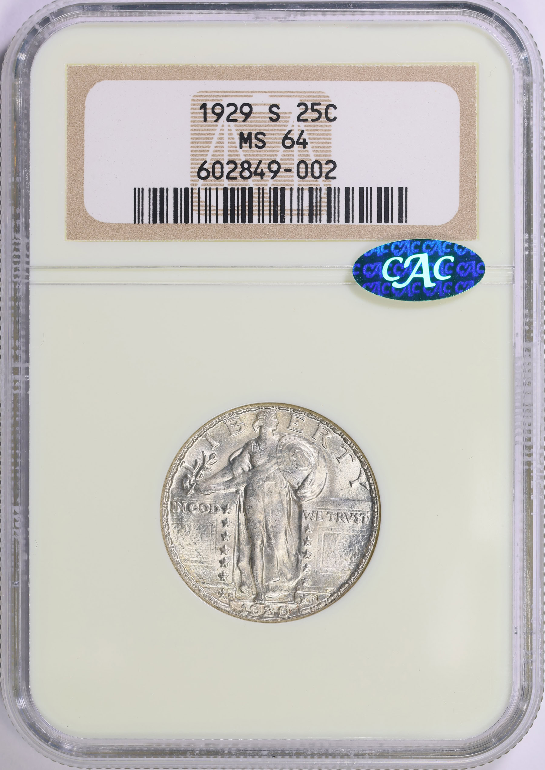 1929-S Standing Liberty Quarter NGC MS-64 (CAC Green) (Item 1778377 ...
