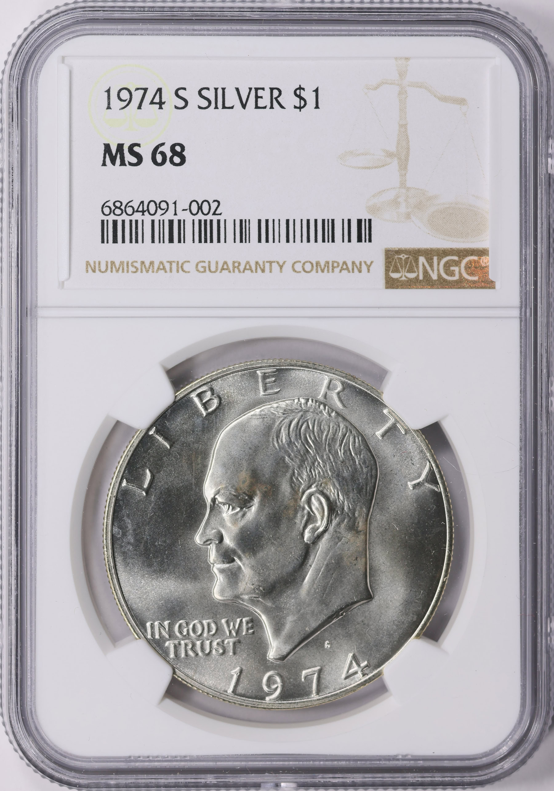 1974-S Eisenhower Dollar Silver NGC MS-68 (Item 1778384) | GreatCollections Coin Auctions