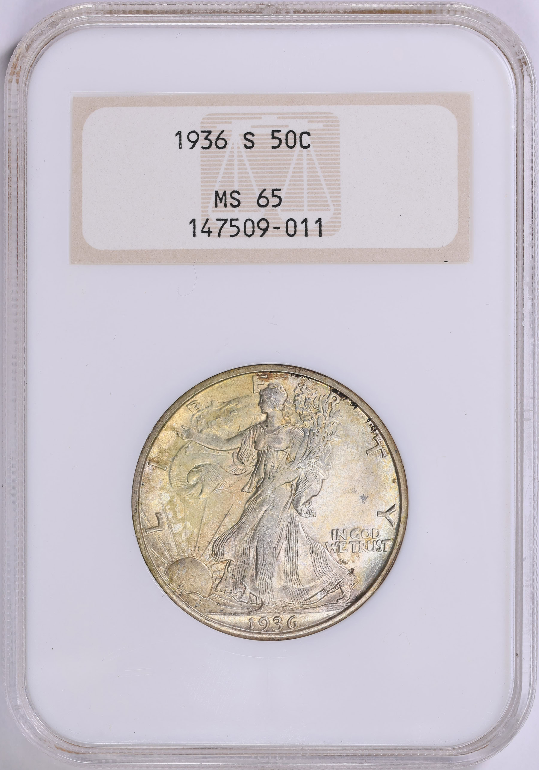 1936-S Walking Liberty Half Dollar NGC MS-65 (Toned) OH (Item 1778400) | GreatCollections Coin ...