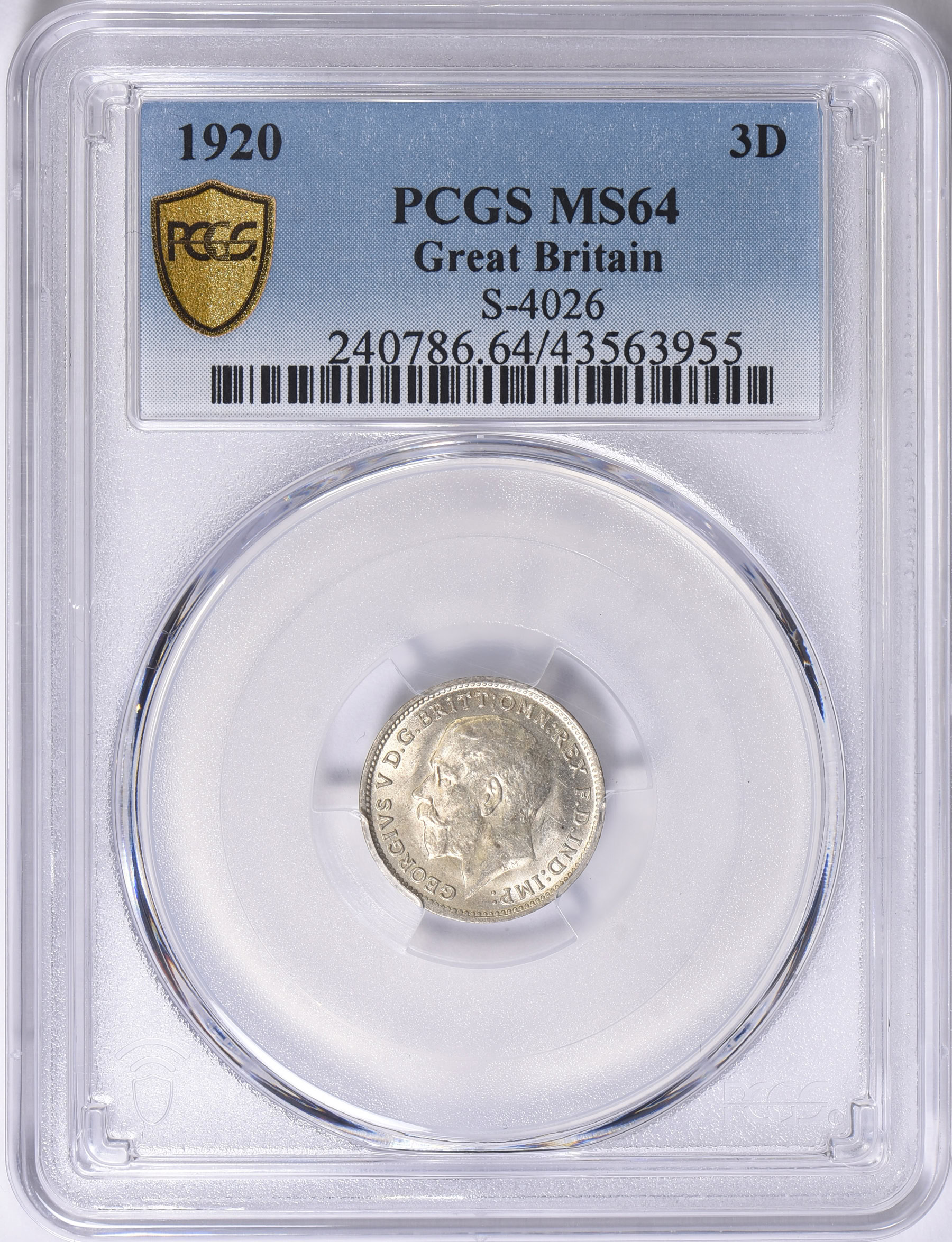 Great Britain 1920 Silver 3 Pence KM-813a PCGS MS-64 (Item 1778438 ...