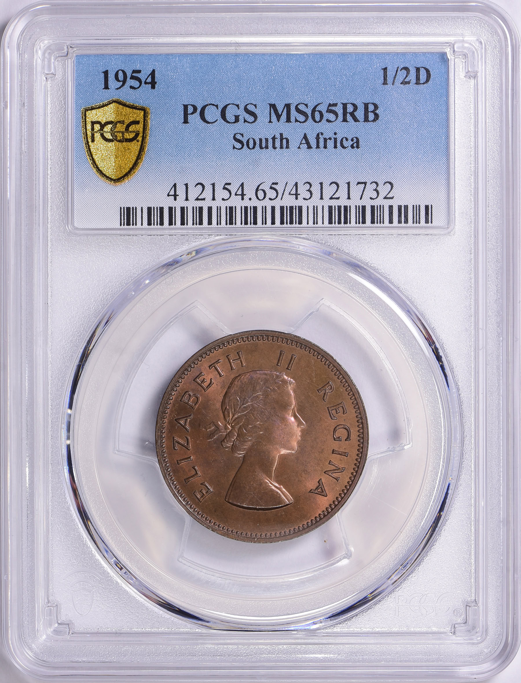 South Africa 1954 1/2 Penny KM-45 PCGS MS-65 RB (Item 1778469 ...