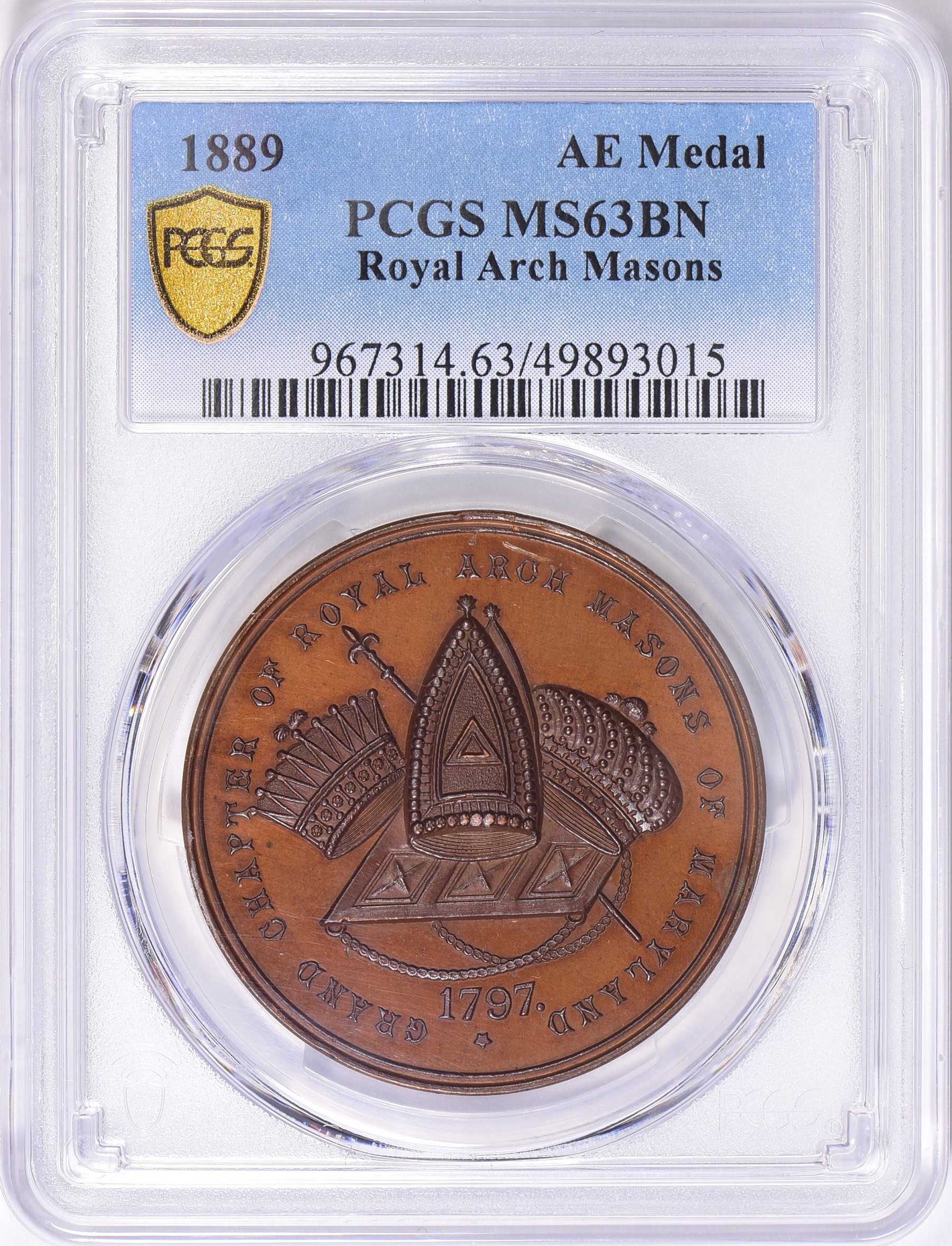 1889 Atlanta, Georgia Bronze 38mm 27th Triennial Royal Arch Masons of ...