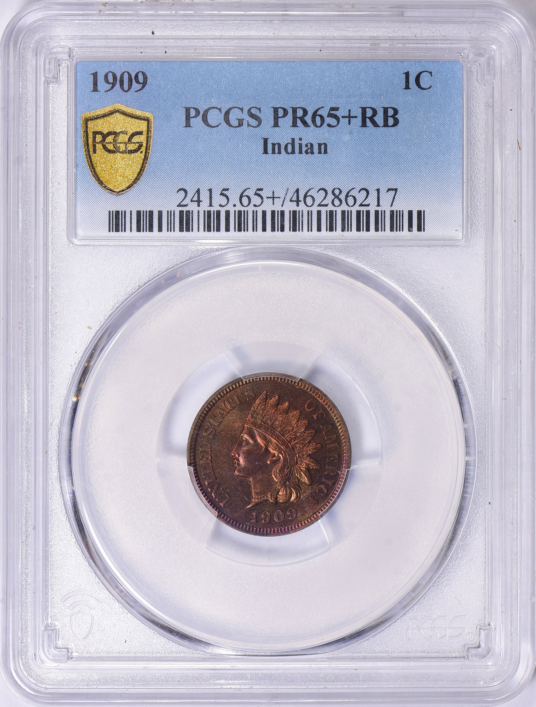 1909 Indian Cent PCGS Proof-65+ RB (Toned) (Item 1778526) | GreatCollections Coin Auctions