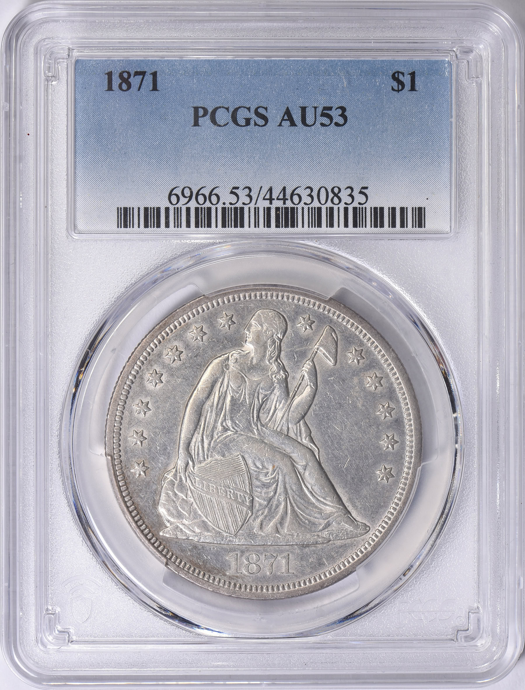 1871 Seated Liberty Silver Dollar PCGS AU-53 (Item 1778564) | GreatCollections Coin Auctions