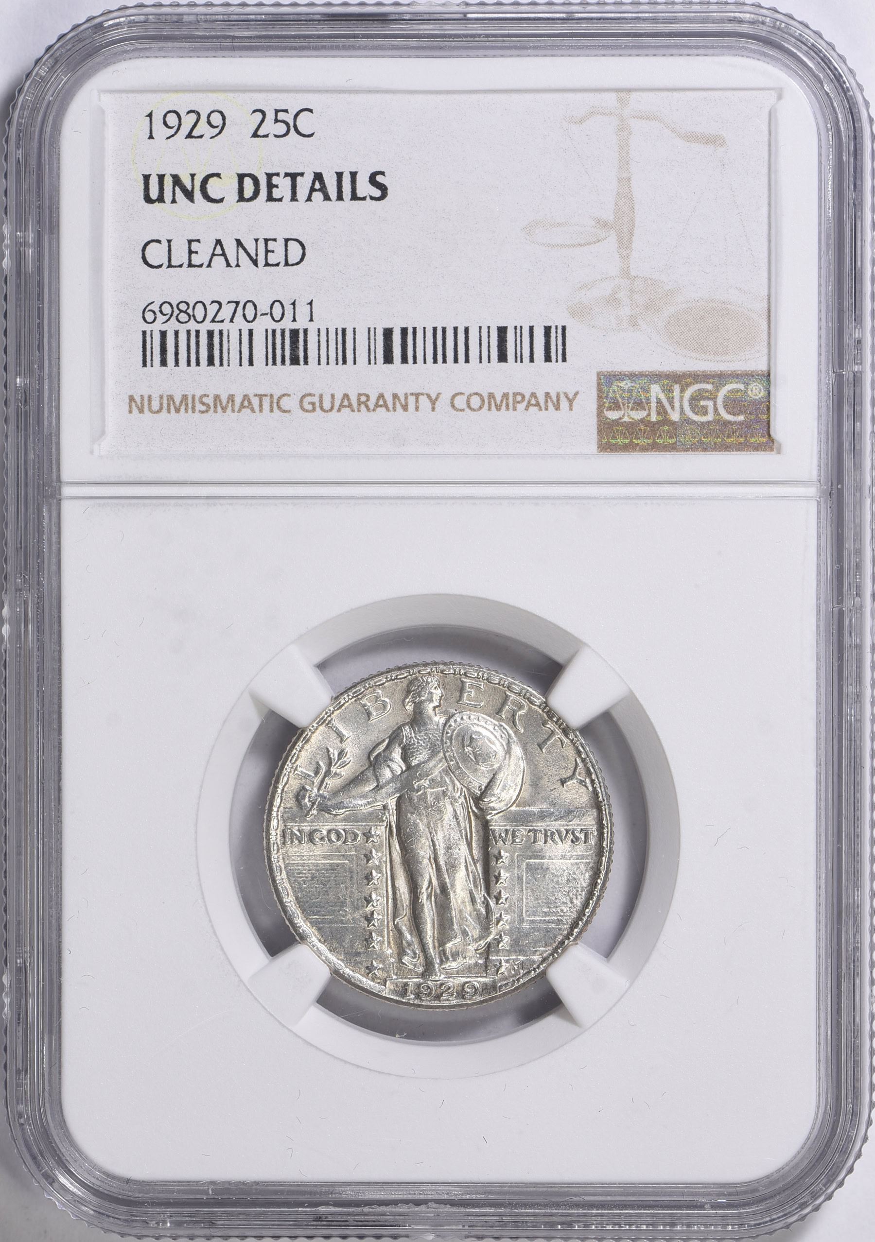 1929 Standing Liberty Quarter NGC Unc Details (Item 1778576) | GreatCollections Coin Auctions