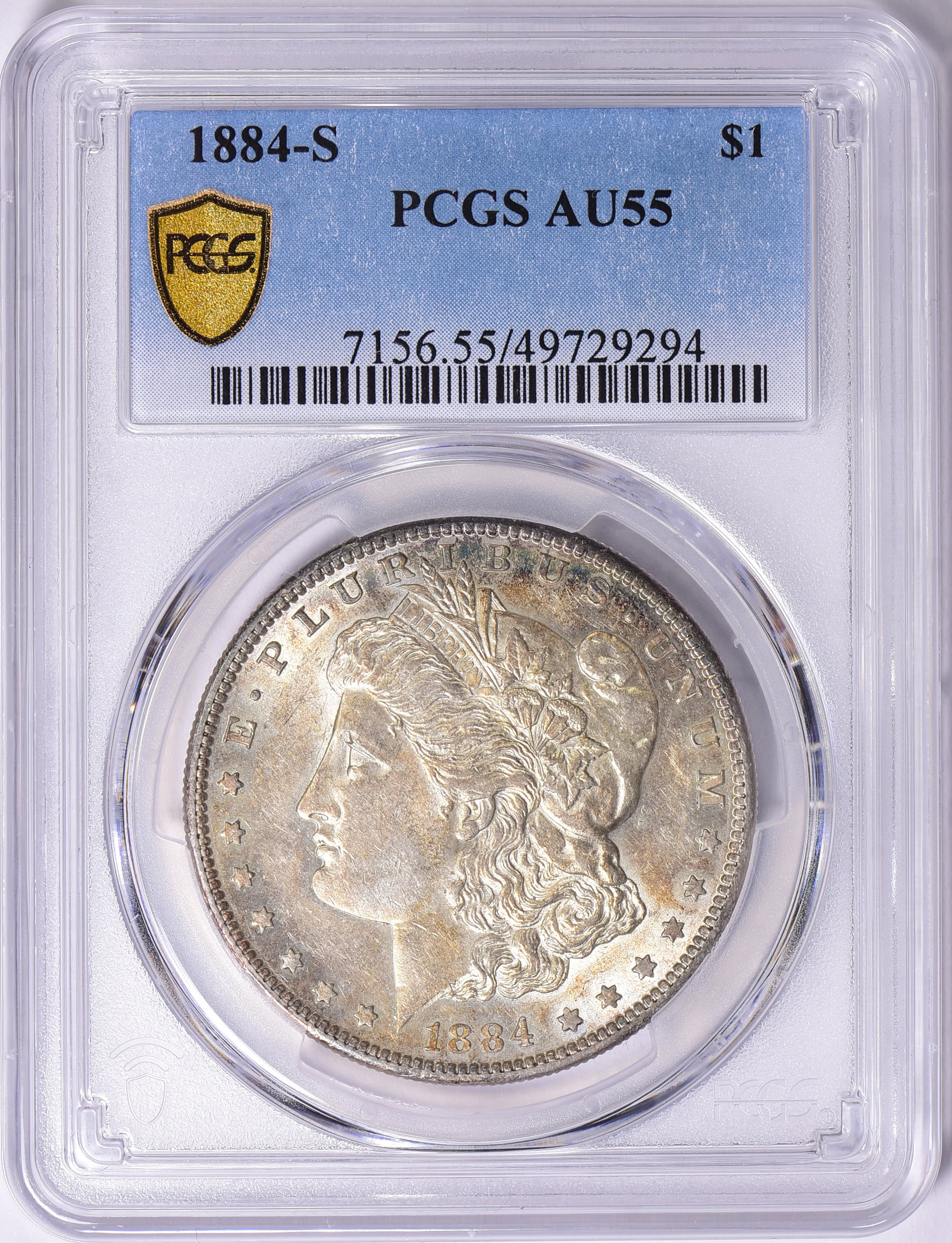 1884-S Morgan Silver Dollar PCGS AU-55 (Toned) (Item 1778586) | GreatCollections Coin Auctions