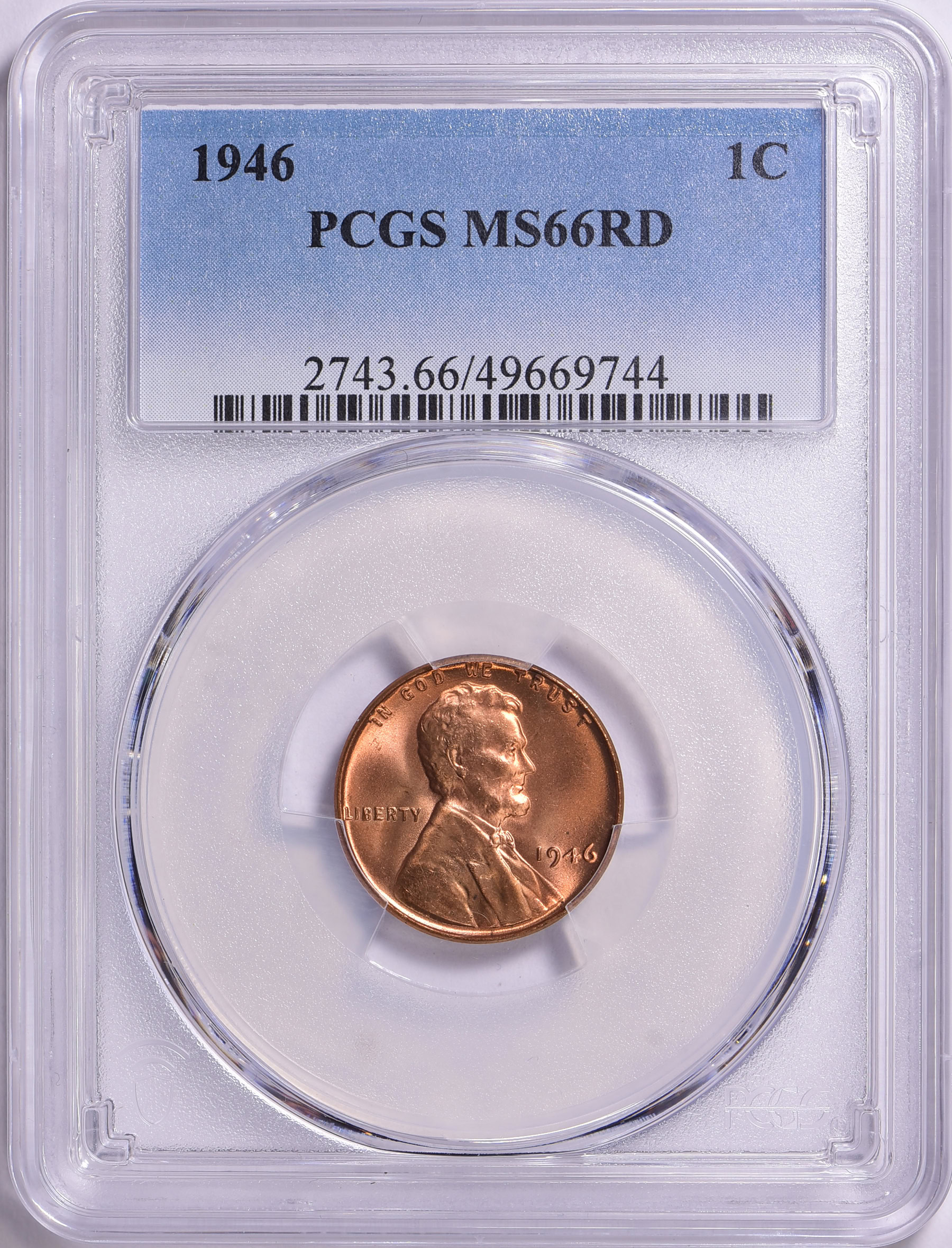 1946 Lincoln Cent PCGS MS-66 RD (Item 1778587) | GreatCollections Coin Auctions