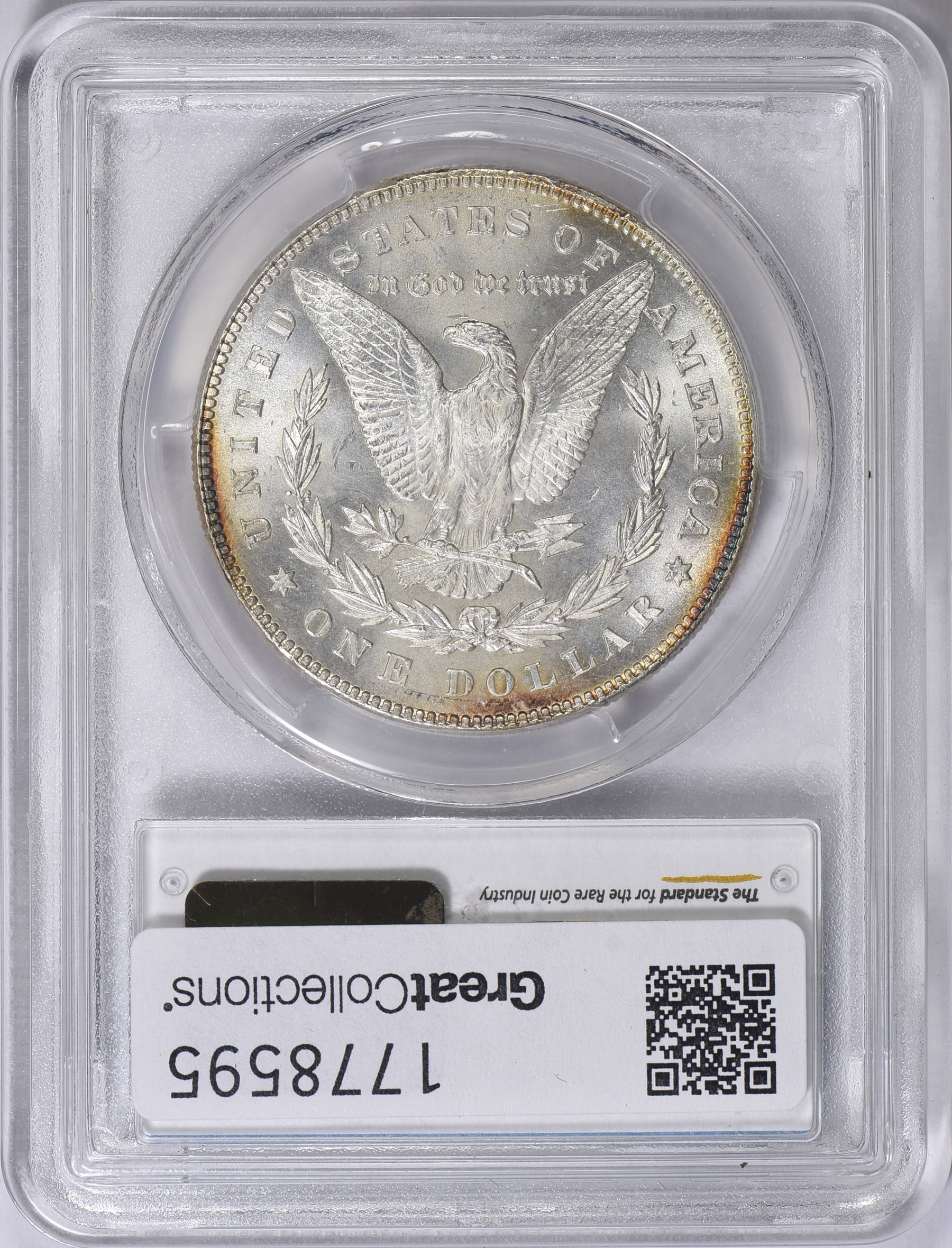 1878 Morgan Silver Dollar 7 Tailfeathers, Reverse of 1878 PCGS MS-63 ...