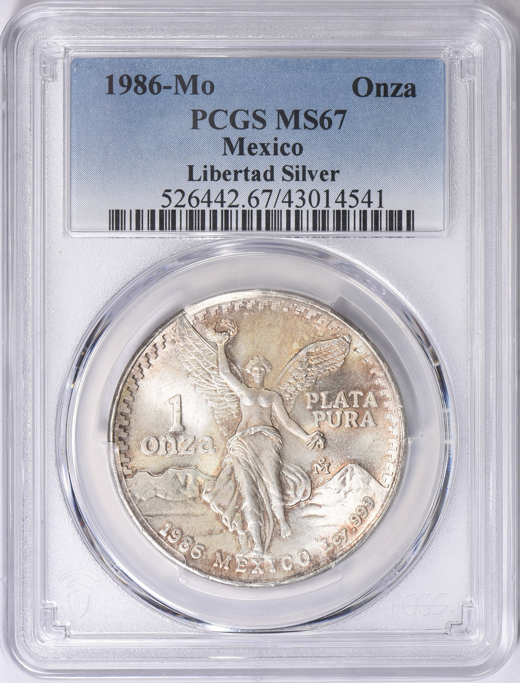 Mexico 1986-Mo Silver Onza Libertad KM-494.1 PCGS MS-67 (Item 1778601) | GreatCollections Coin ...