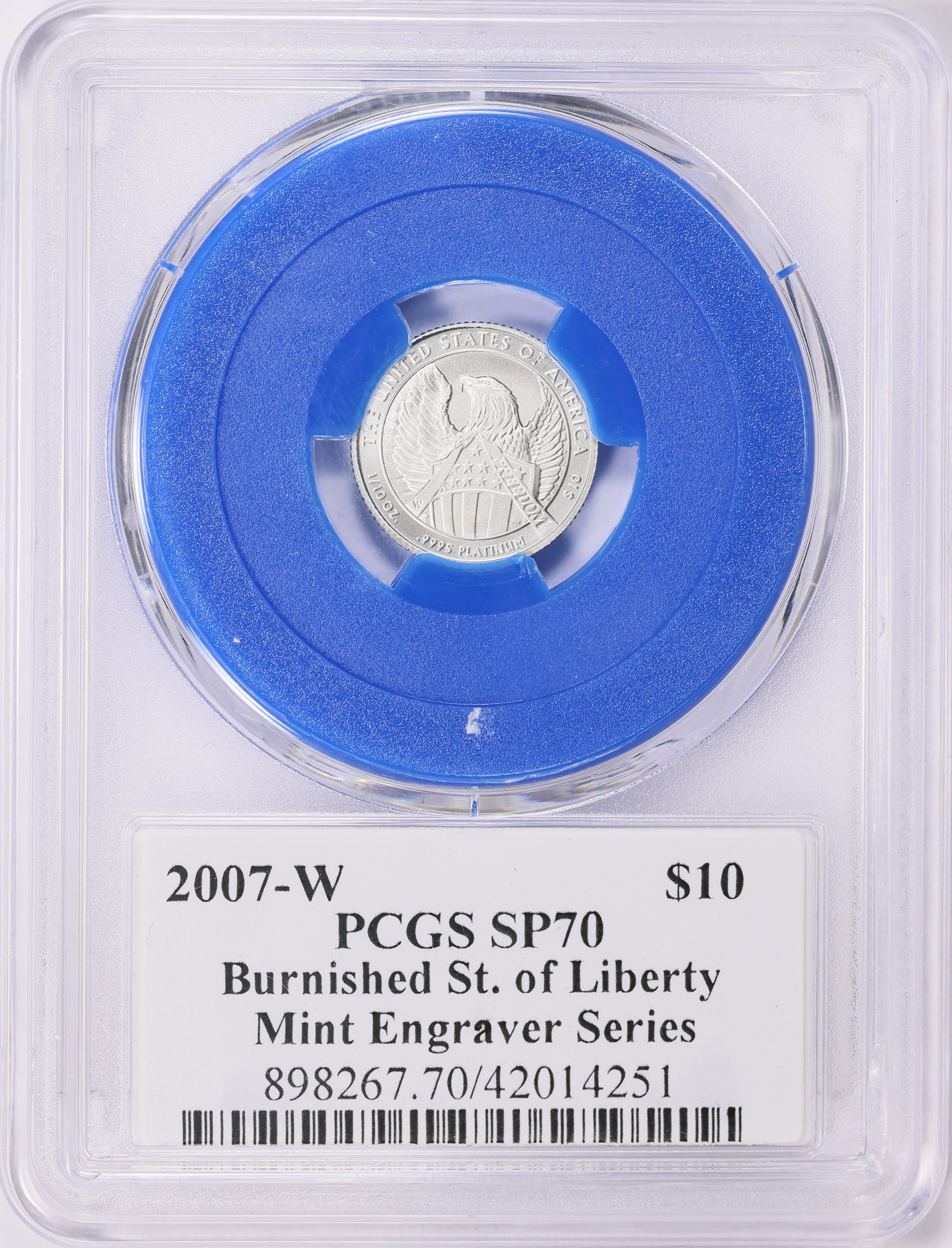 2007-W $10 Tenth-Ounce Platinum American Eagle Burnished Statue of ...