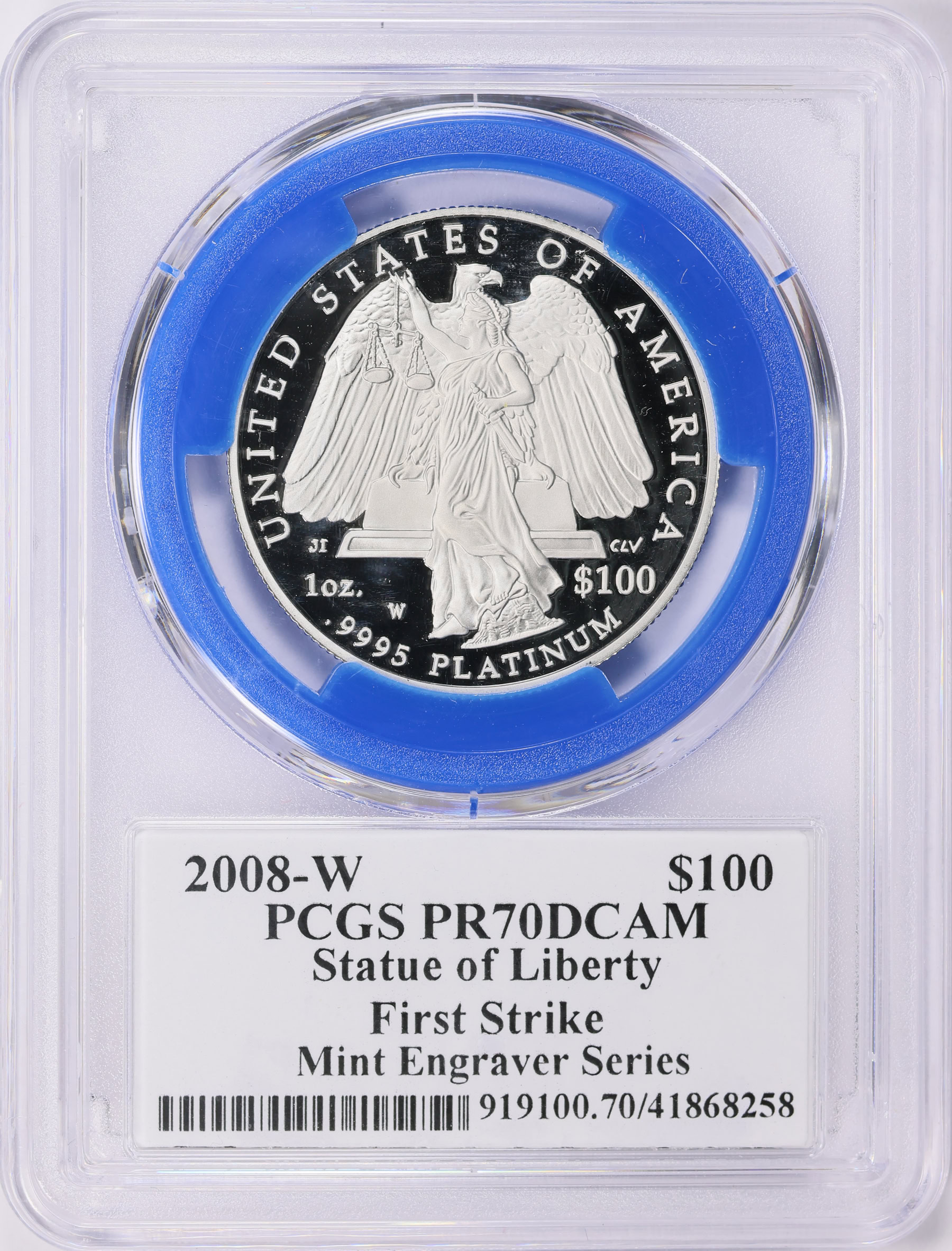 2008-W $100 One-Ounce Platinum American Eagle Statue of Liberty First ...