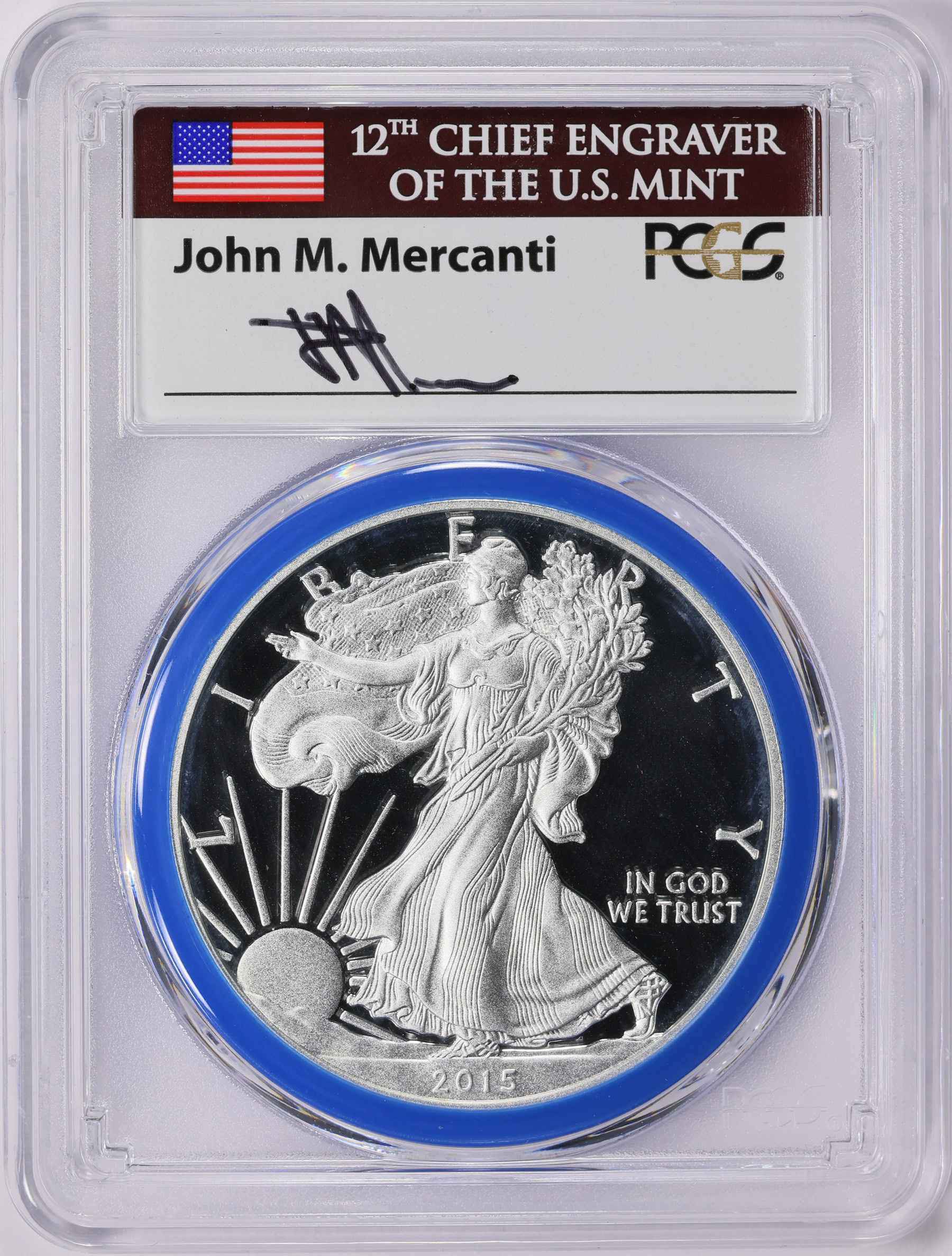 2015-W $1 Silver Eagle Struck at West Point Mint Engraver Series PCGS Proof-70 DCAM (Mercanti ...