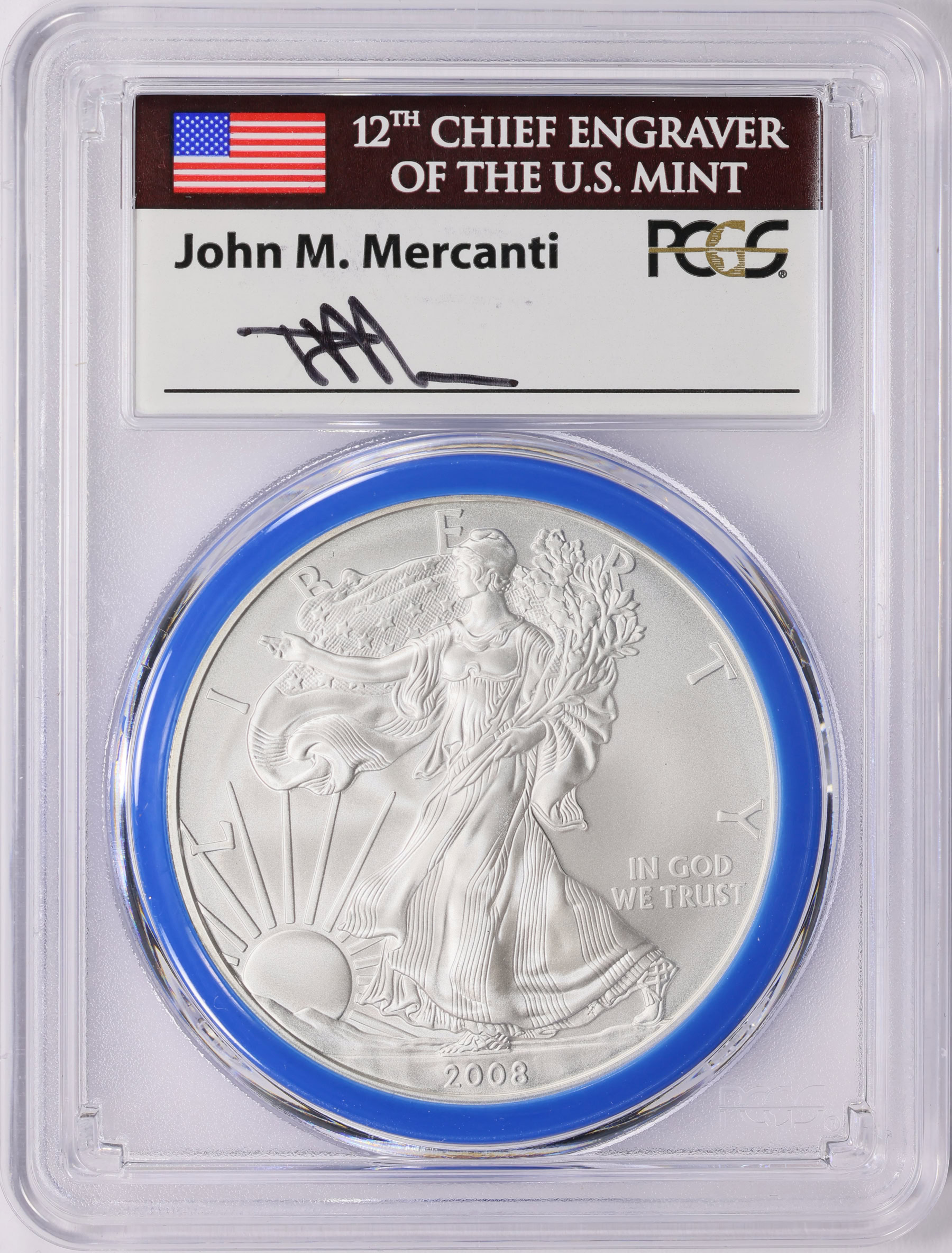 2008-W $1 Silver Eagle Burnished Struck at West Point Mint Engraver ...