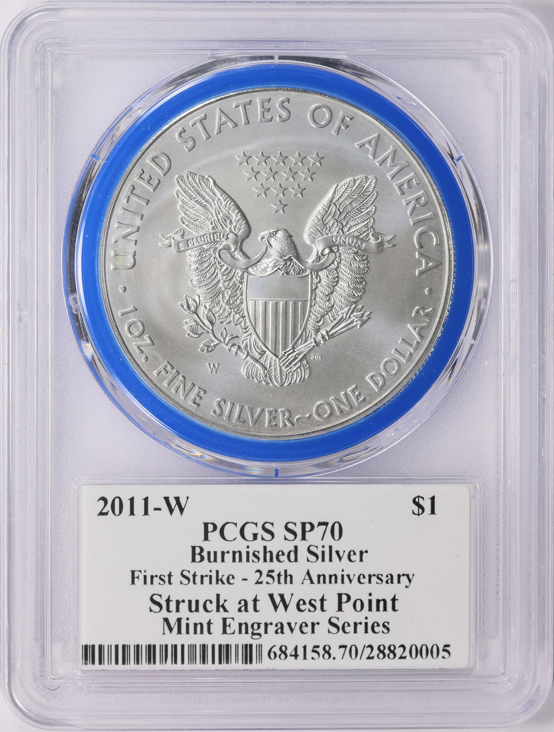 2011-W $1 Silver Eagle Burnished Struck at West Point Mint Engraver ...